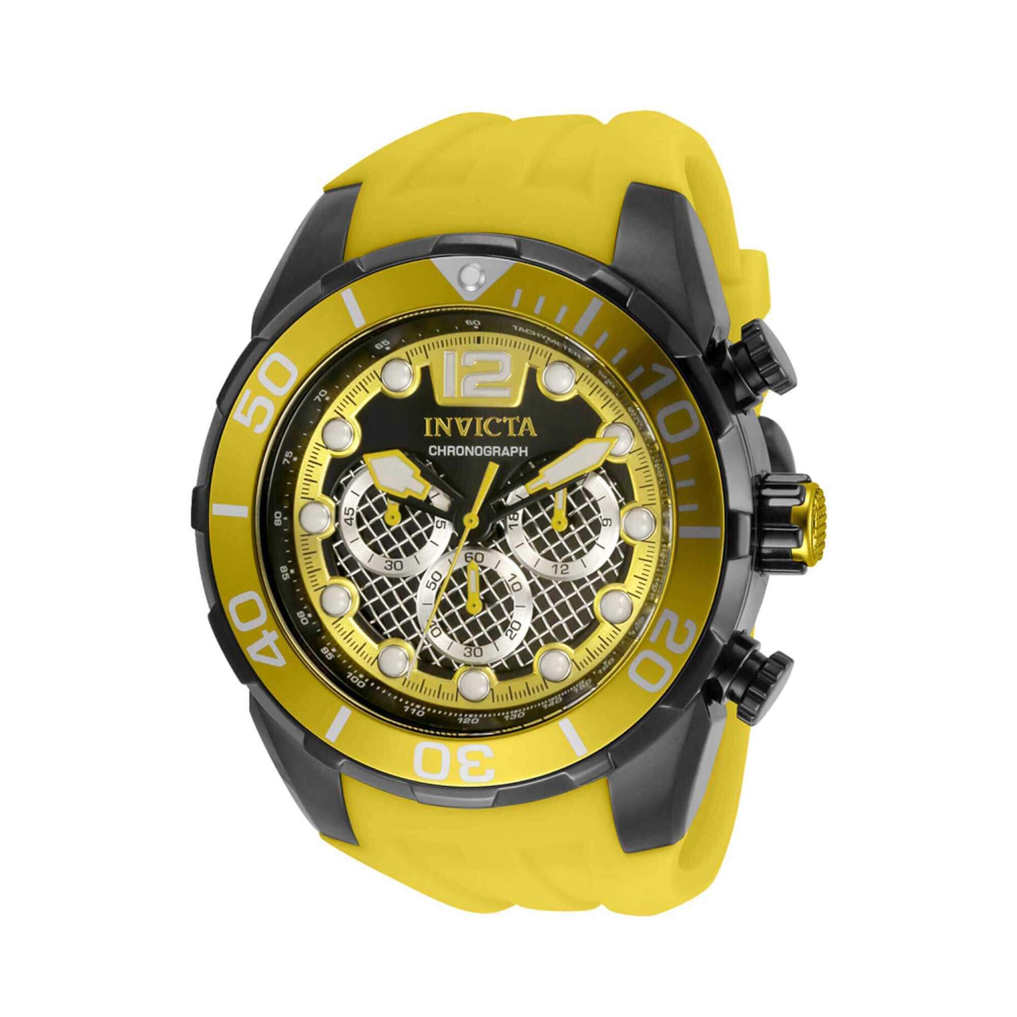 Invicta 35552 Men's Pro Diver Gunmetal Case Yellow Strap Watch ...
