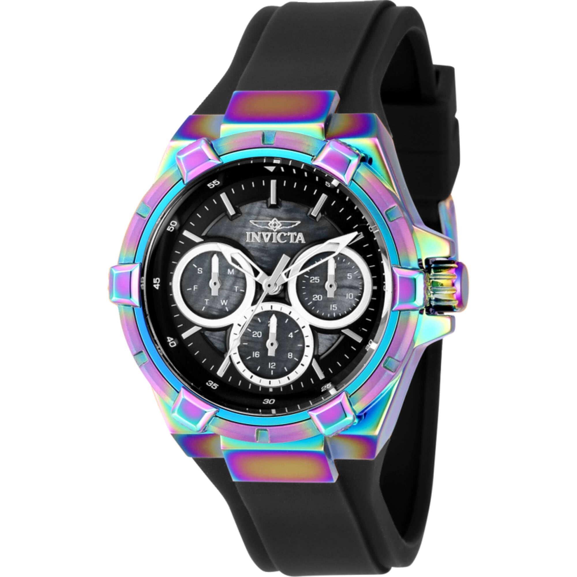 Invicta 37309 Women's Aviator Black Silicone Strap Date-Day Watch ...