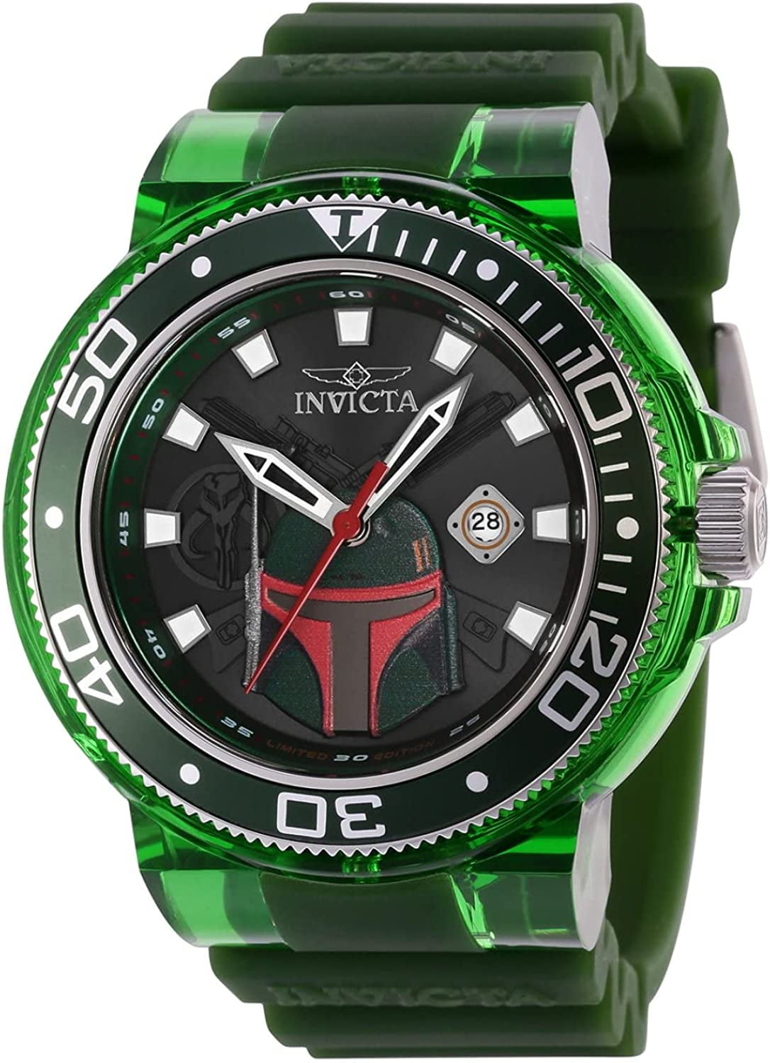 Invicta 39708 Men's Star Wars Boba Fett Green Silicone Strap Quartz ...