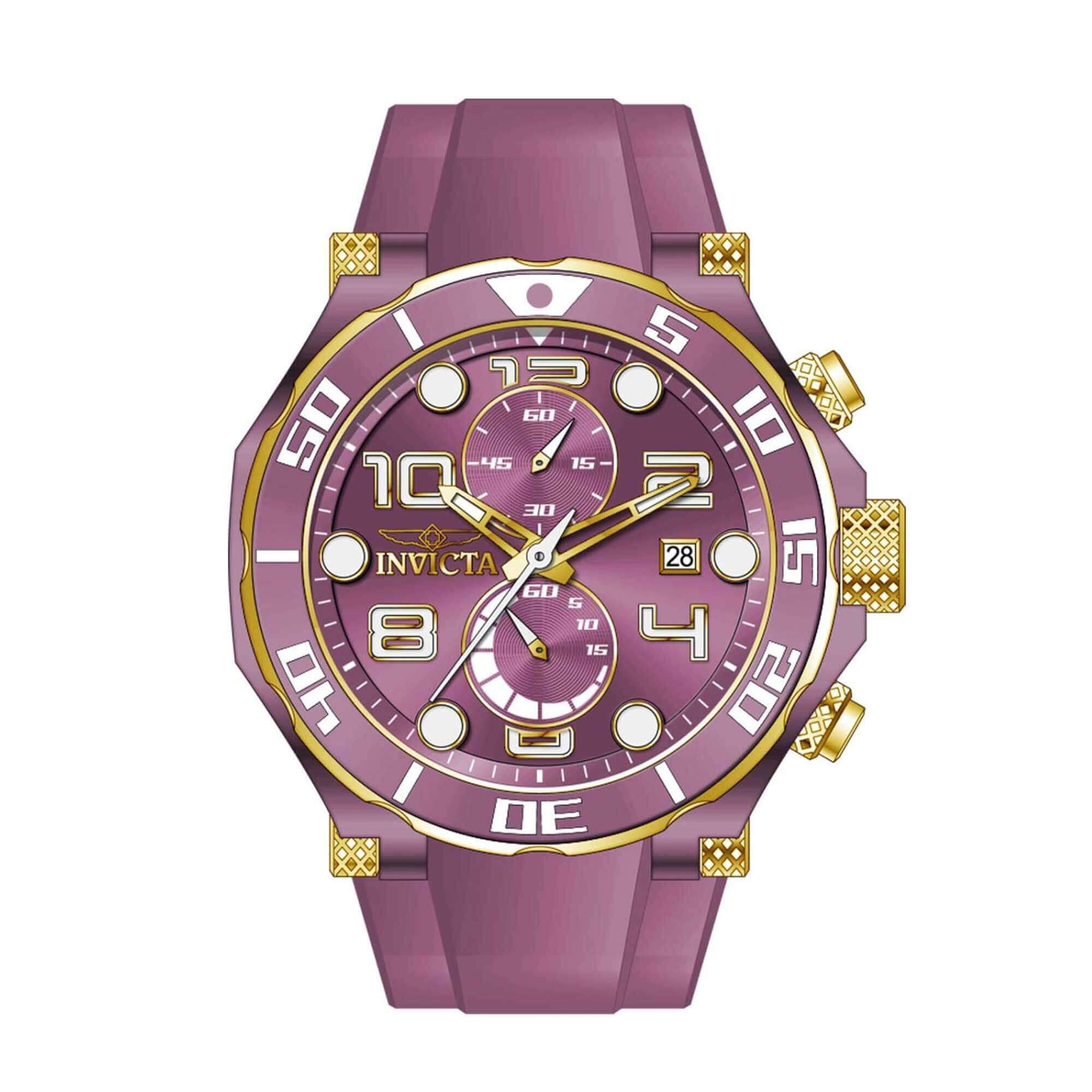 Invicta 40656 Men's Pro Diver Chronograph Purple Dial Strap Watch ...