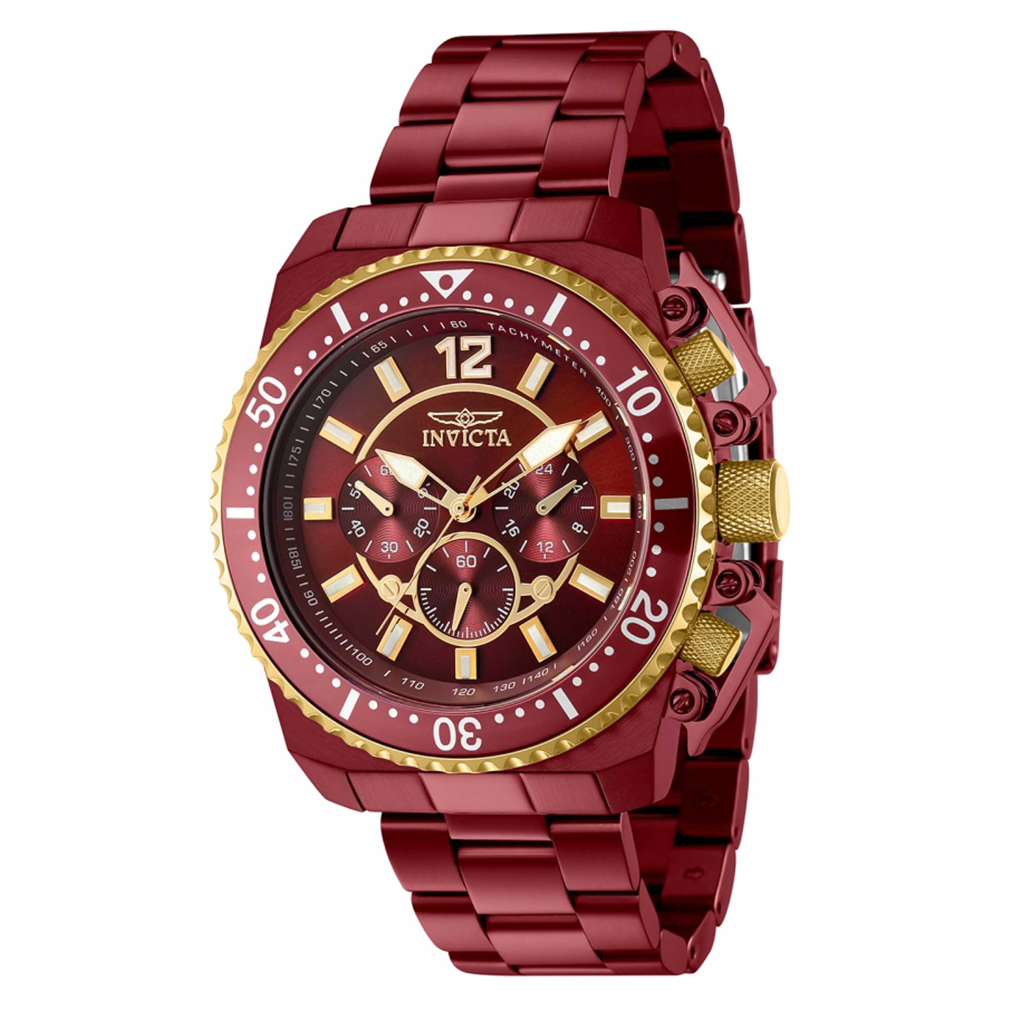 Invicta 40899 Men's Pro Diver Chronograph Burgundy Bracelet Watch ...