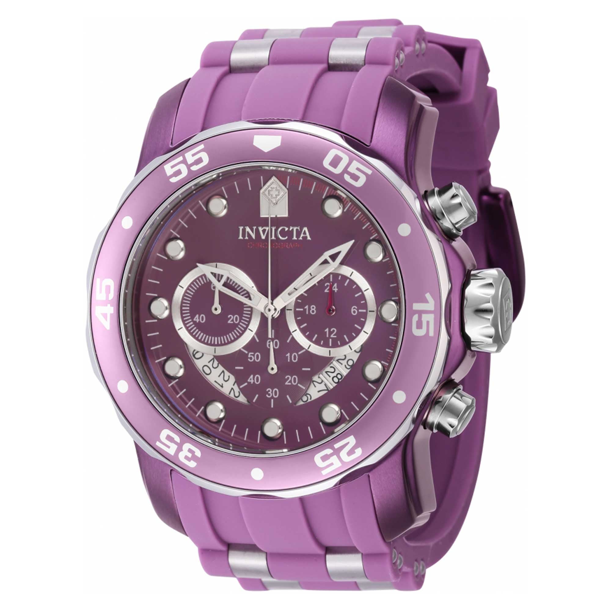 Invicta 40930 Men's Pro Diver Chrono Light Purple Dial Strap Watch ...