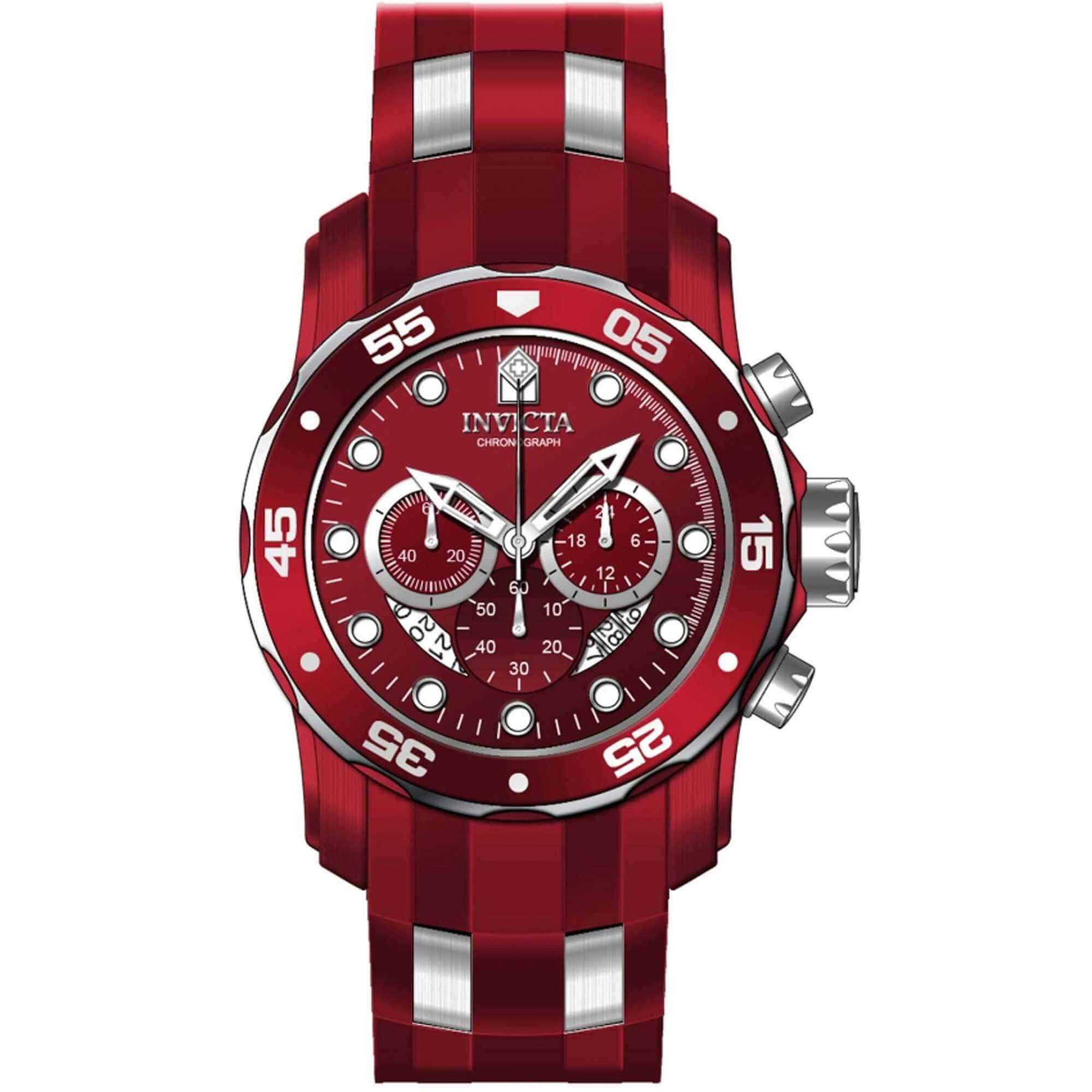 Invicta 40932 Men's Pro Diver Chronograph Watch with Red Strap and ...
