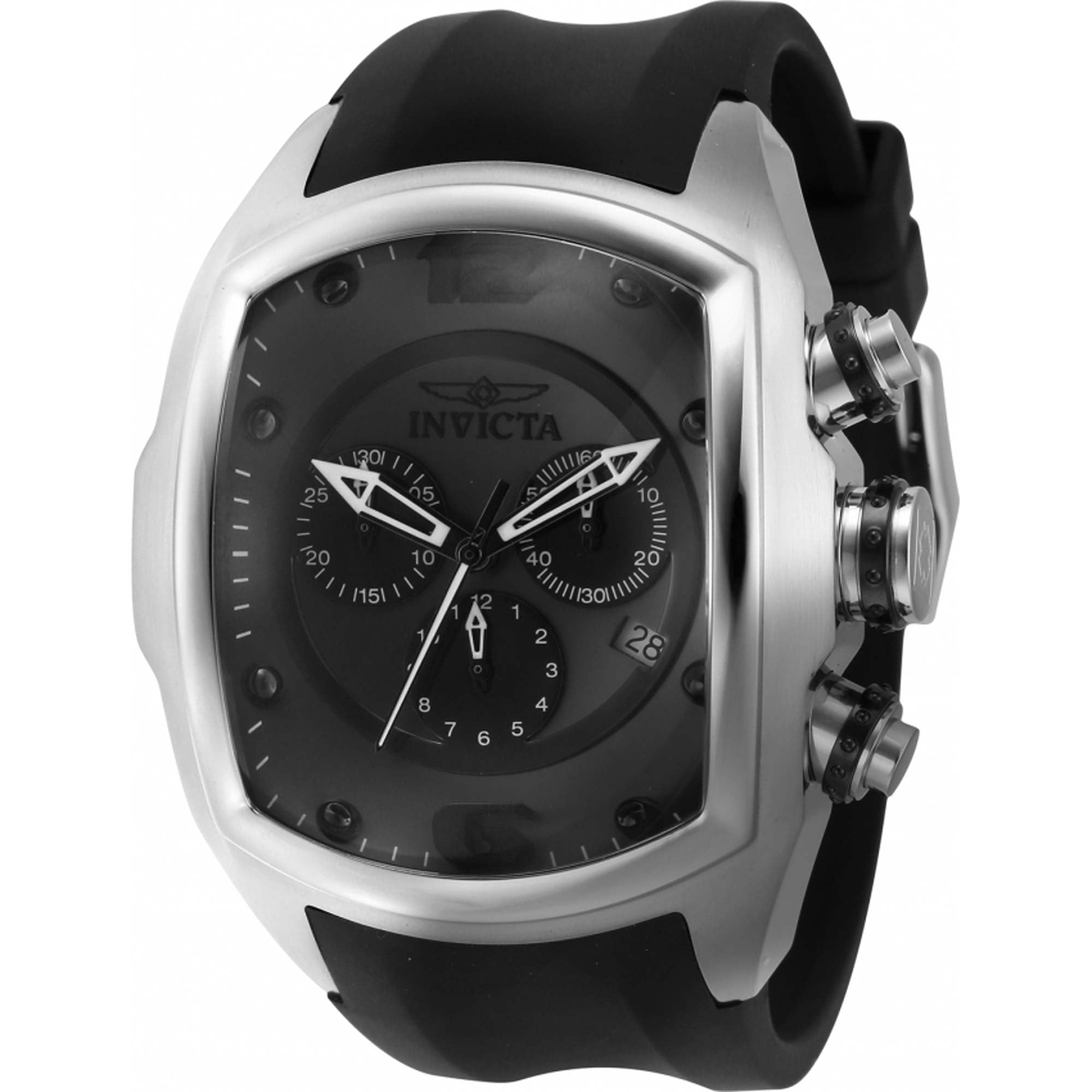 Invicta 43638 Men's Lupah Black Dial Rubber Strap Chrono Watch ...