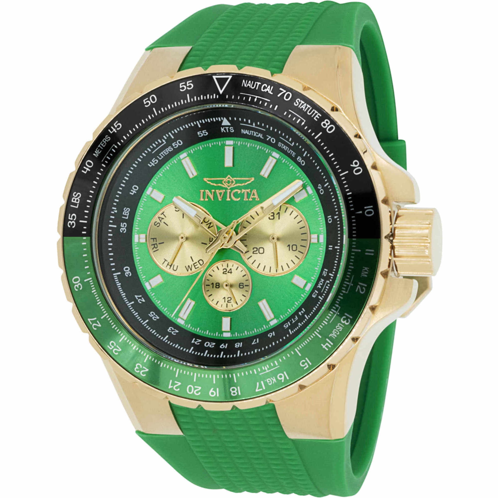 Invicta 44612 Men's Aviator Green Silicone Strap Chronograph Watch ...