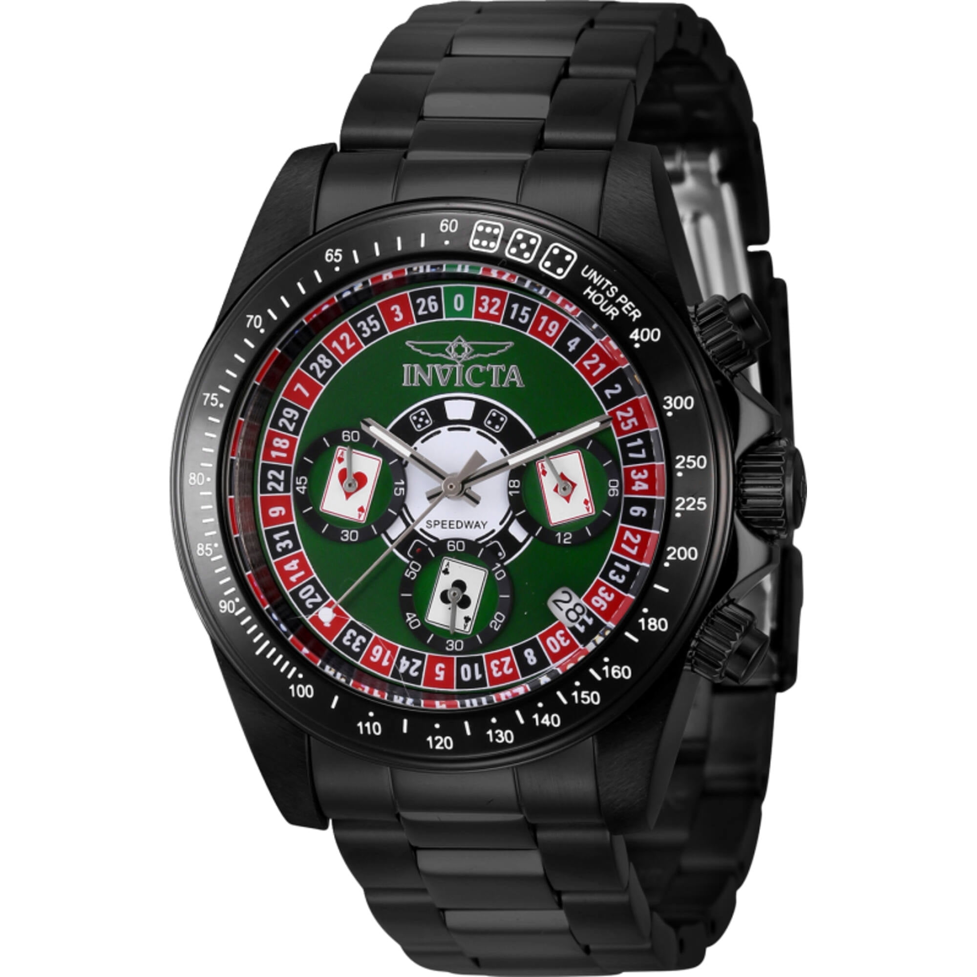 Invicta Speedway Roulette Casino Chronograph GMT Quartz Green Dial Men ...
