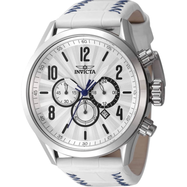 Invicta 46558 Men's Bolt Chrono Silver Dial Leather Strap Watch ...