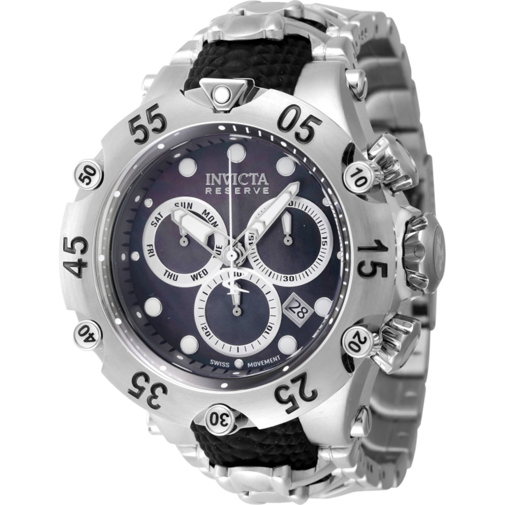 Invicta 47157 Men's Reserve Black, Silver Dial Chronograph Watch ...
