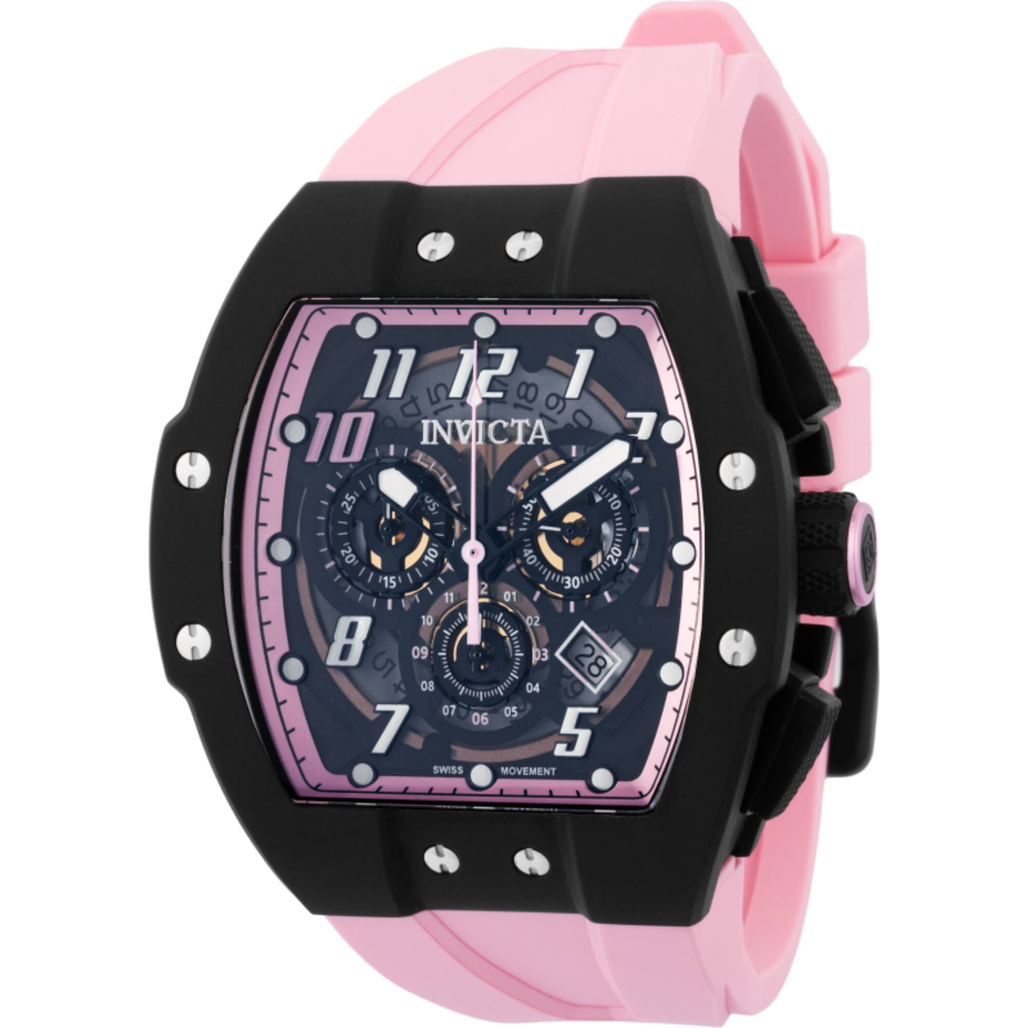 Invicta 47186 Men's Racing Chronograph Pink Silicone Strap Watch ...