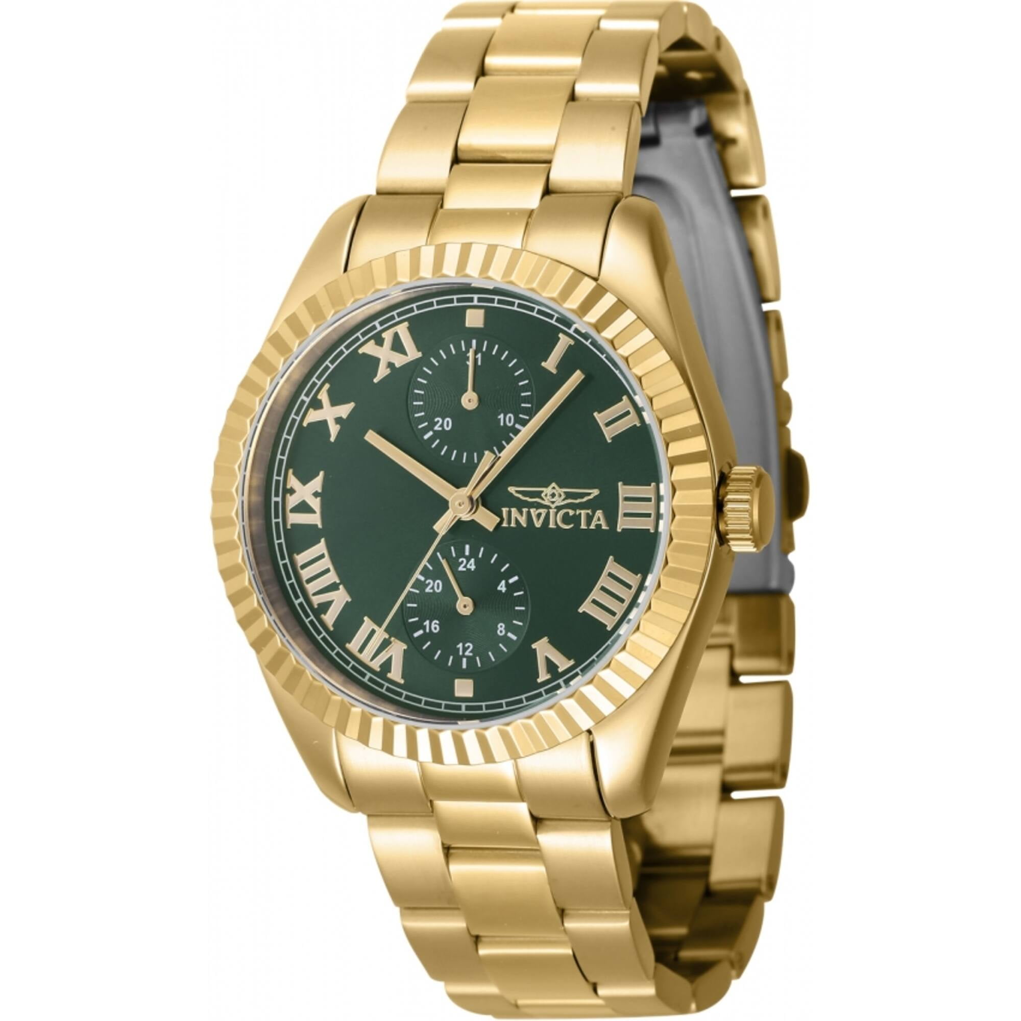 Invicta 47444 Women's Specialty Green Dial Yellow Gold Case Watch ...