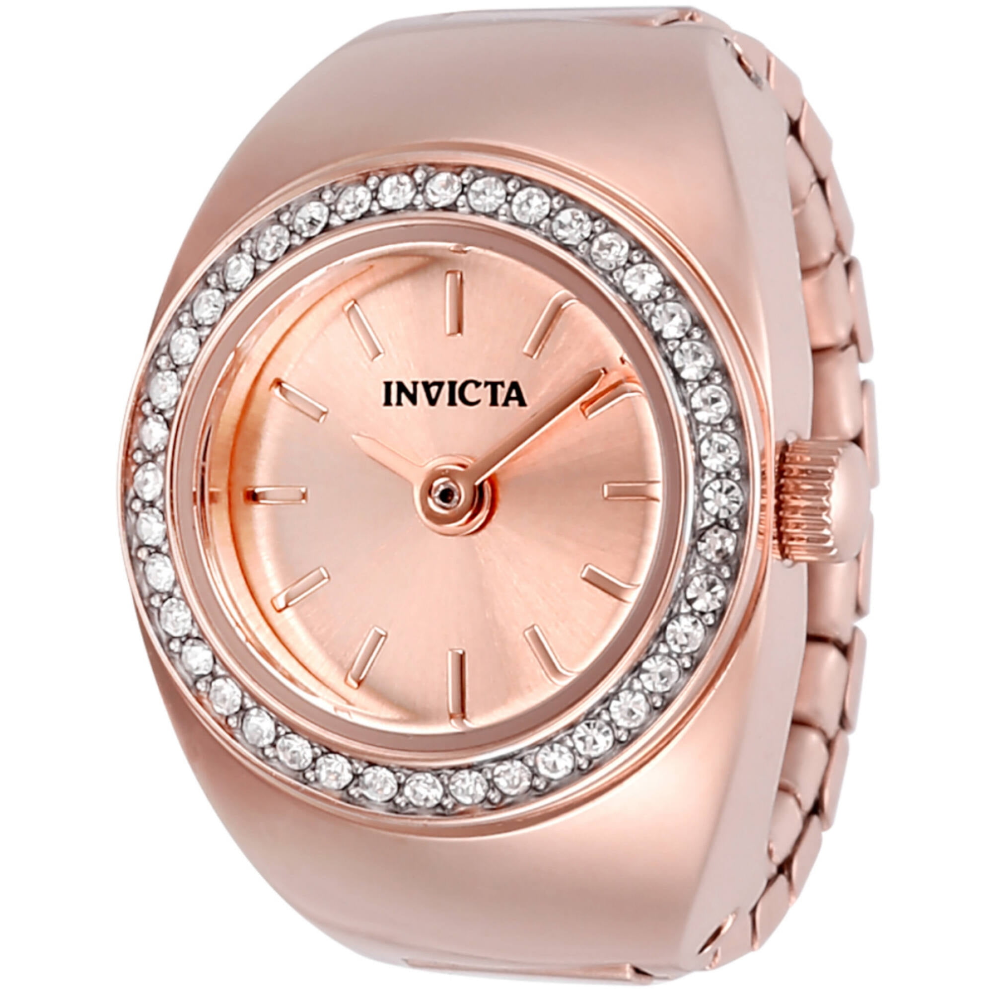 Invicta 48945 Women's Mini Angel Rose Gold Dial Crystal Ring Watch ...