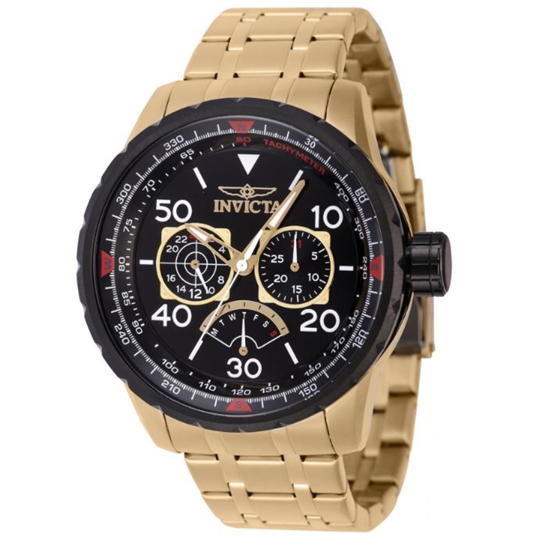 Invicta Aviator Retrograde GMT Men's Watch, Quartz Movement, Black Dial ...