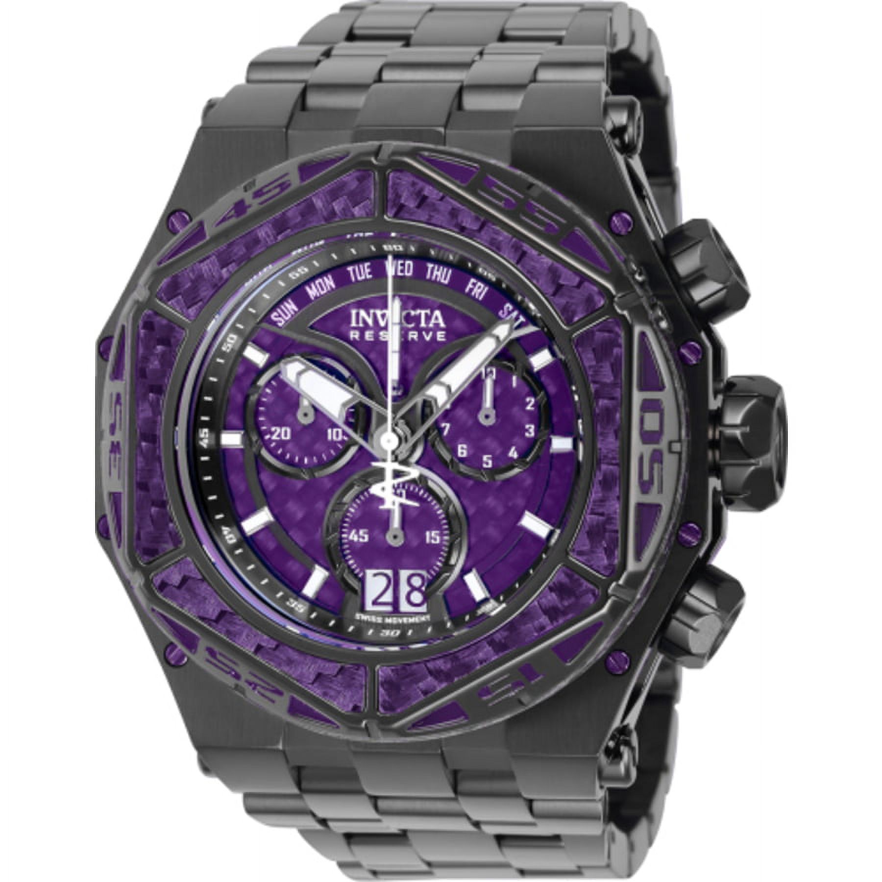 Invicta Carbon Hawk Chronograph Quartz Purple Dial Men's Watch 38920 ...