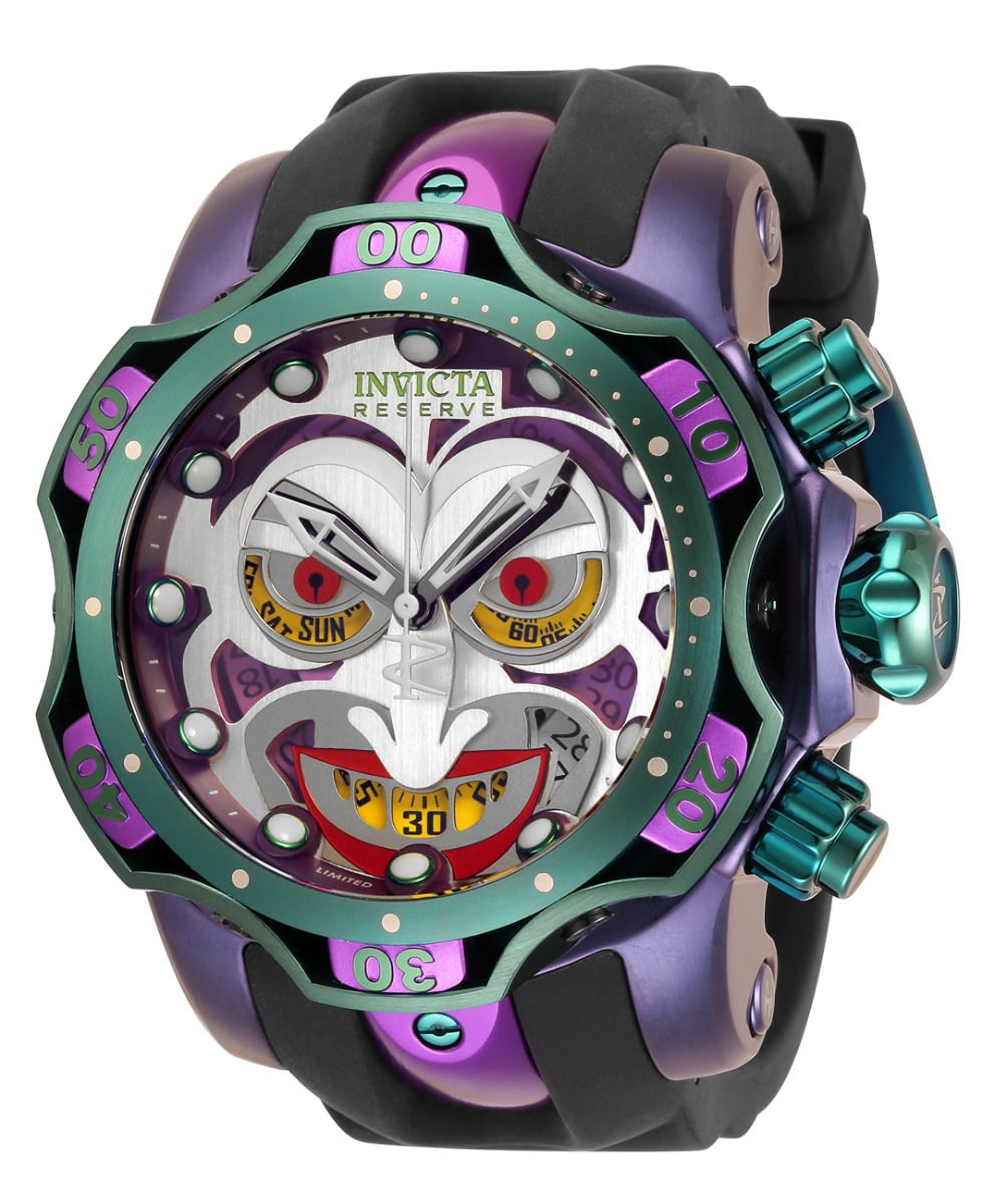 Invicta Dc Comics Joker Swiss Ronda Z60 Caliber Mens Watch 525mm Black Purple Green