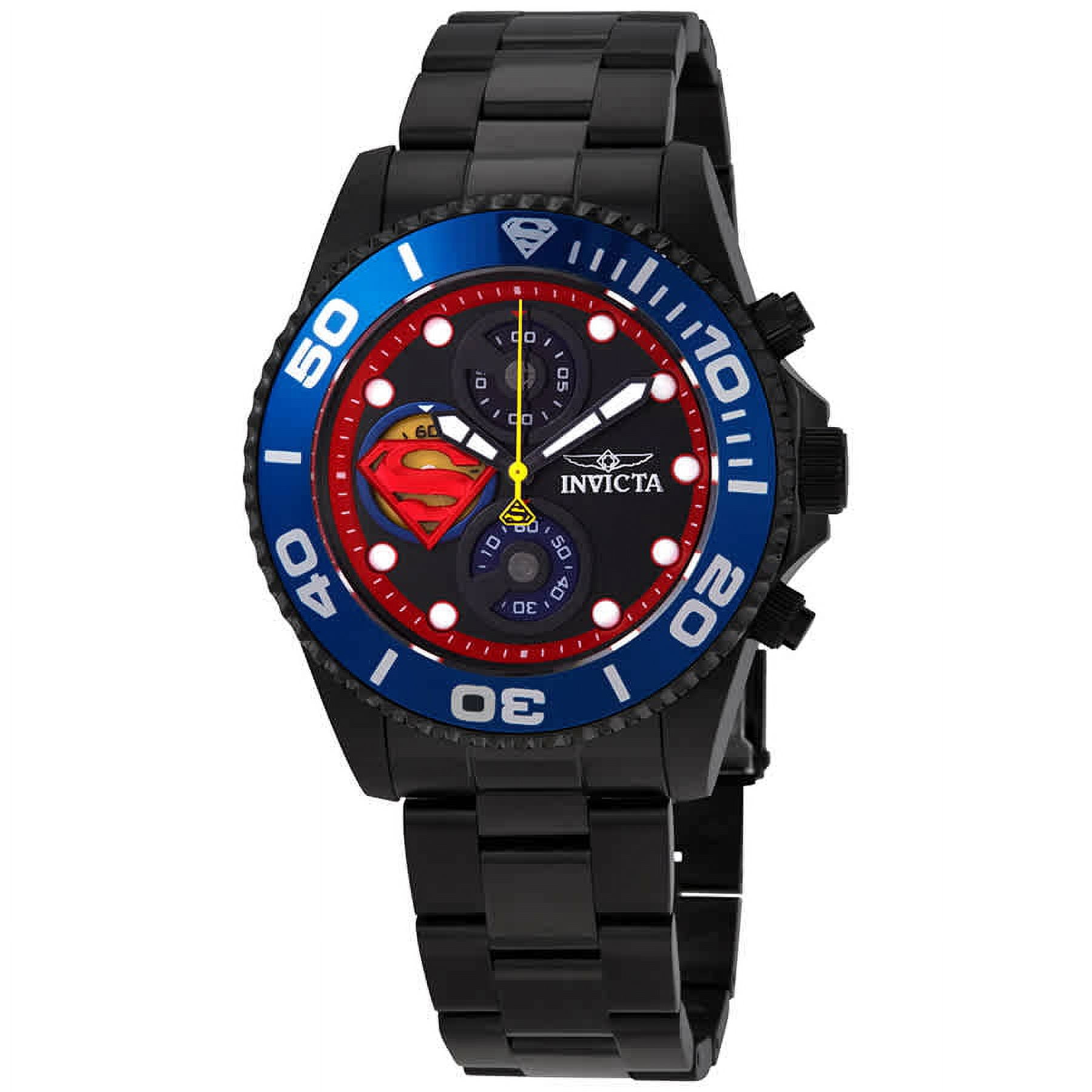 Invicta DC Comics Superman Chronograph Quartz Black Dial Men's Watch ...