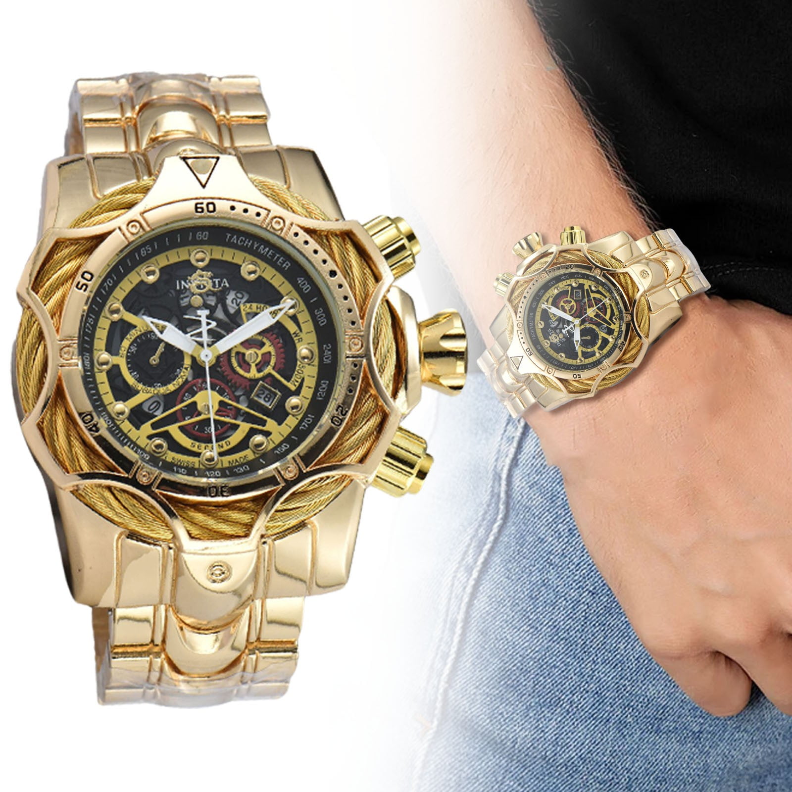 Invicta Men'S Sports Watch - Large Dial Stainless Steel Bracelet Quartz ...