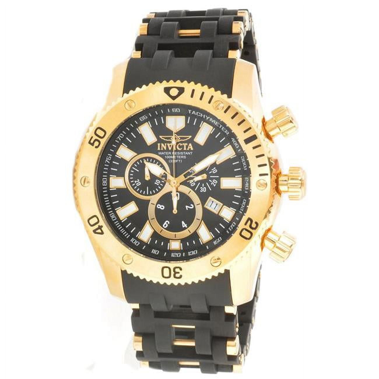 Invicta Men's 0140 Spider Collection Gold Tone Black Dial Rubber Strap ...