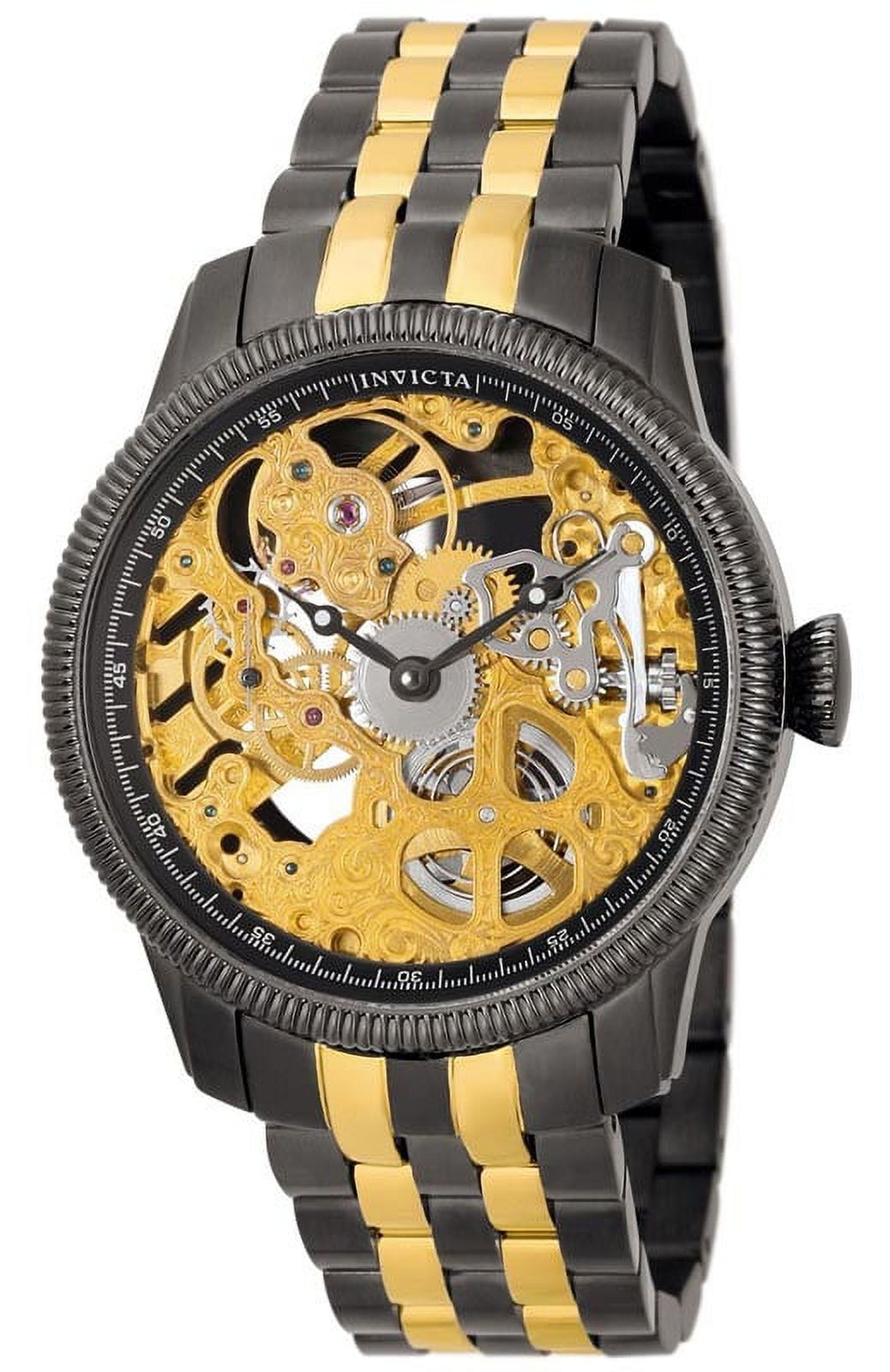 Invicta Men's 0568 Vintage Gold Skeleton Dial Mechanical SS Watch ...