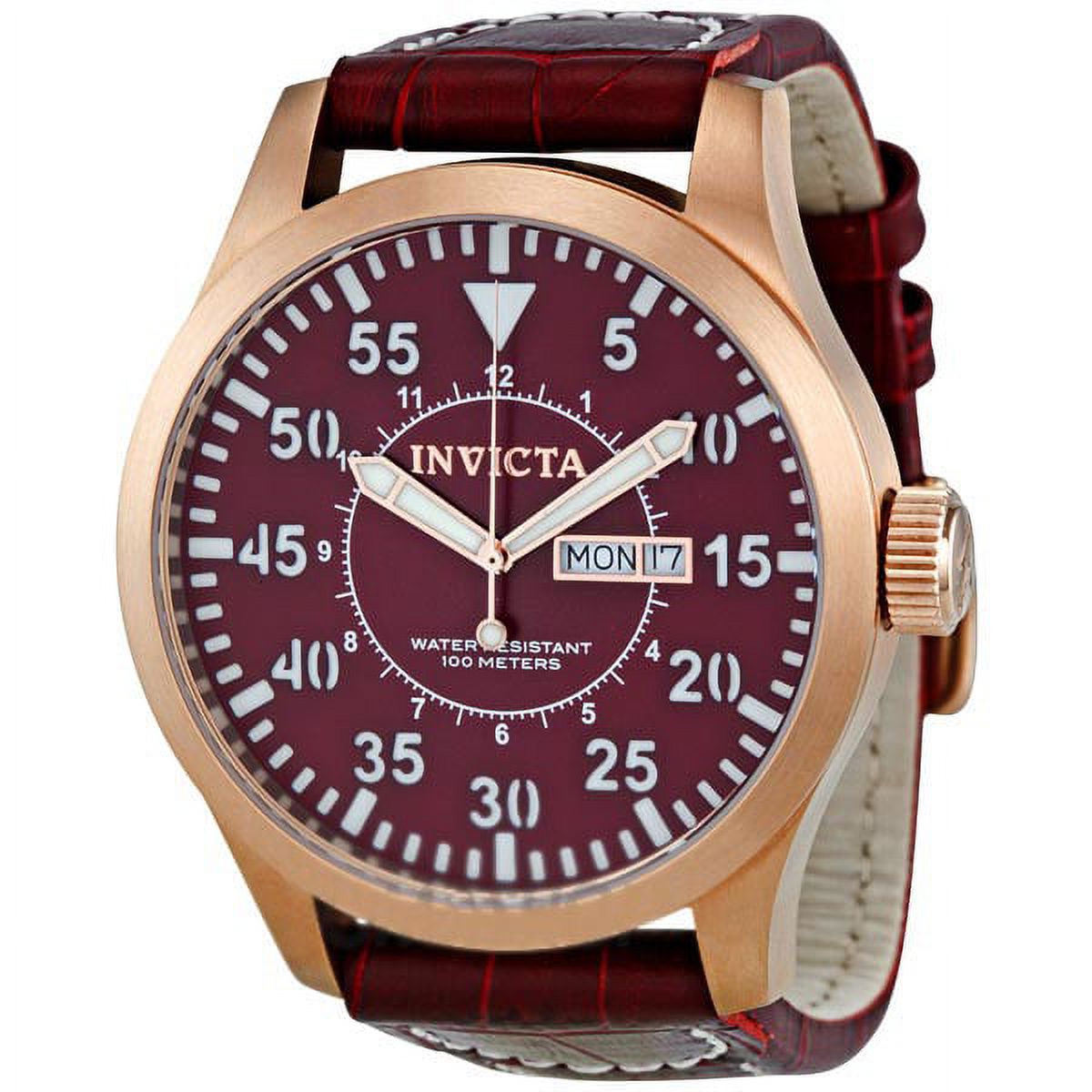 Invicta Men's 11198 Specialty Quartz Rose Gold Tone Leather Strap ...
