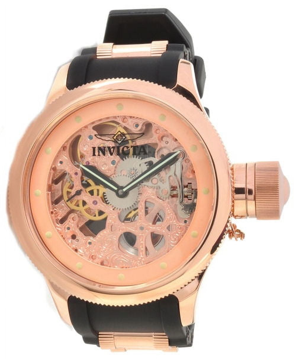 Invicta Men's 1244 Russian Diver Black Rubber Strap Rose Gold Tone ...