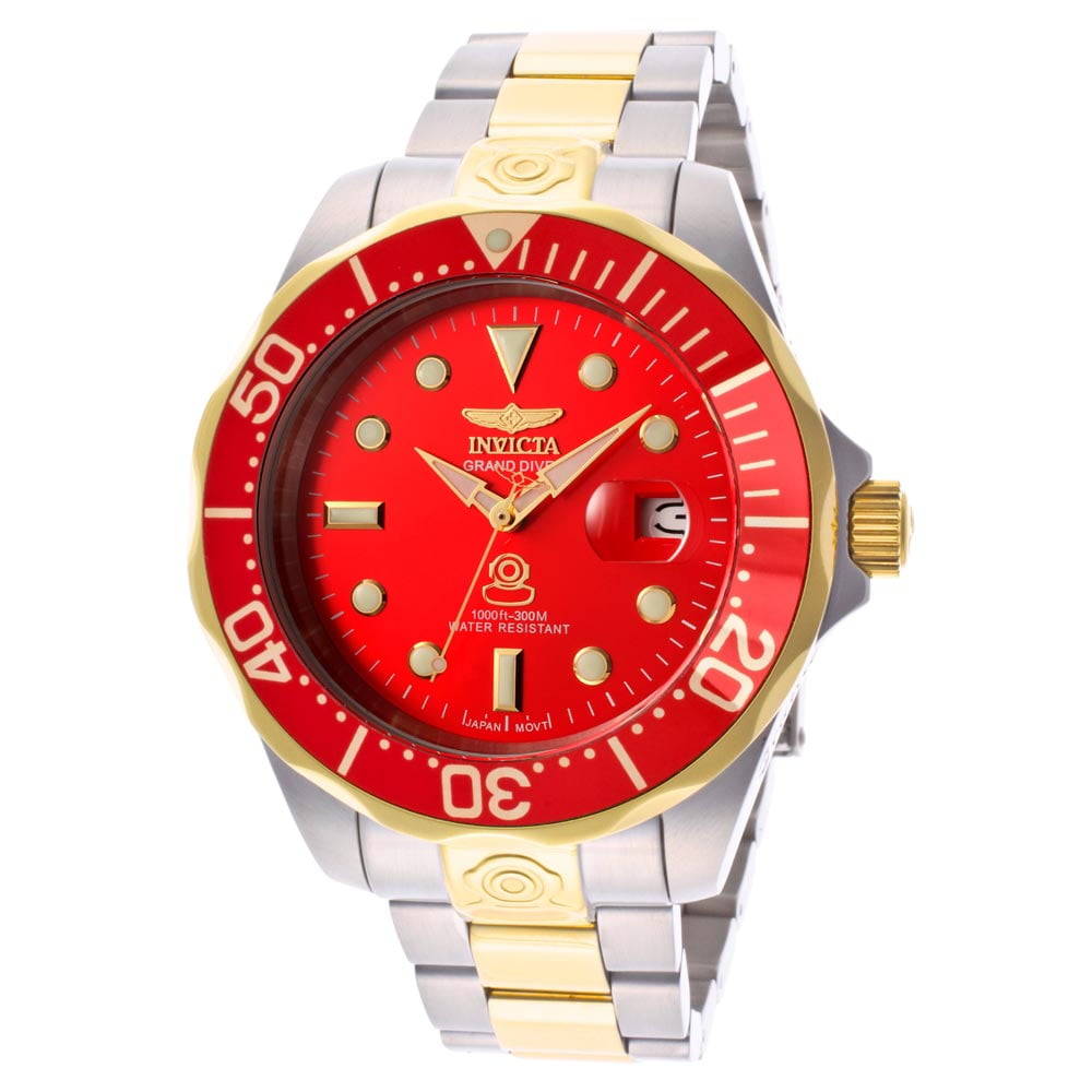 Invicta Men's 13927 Grand Diver Red Dial Two Tone Steel Bracelet ...