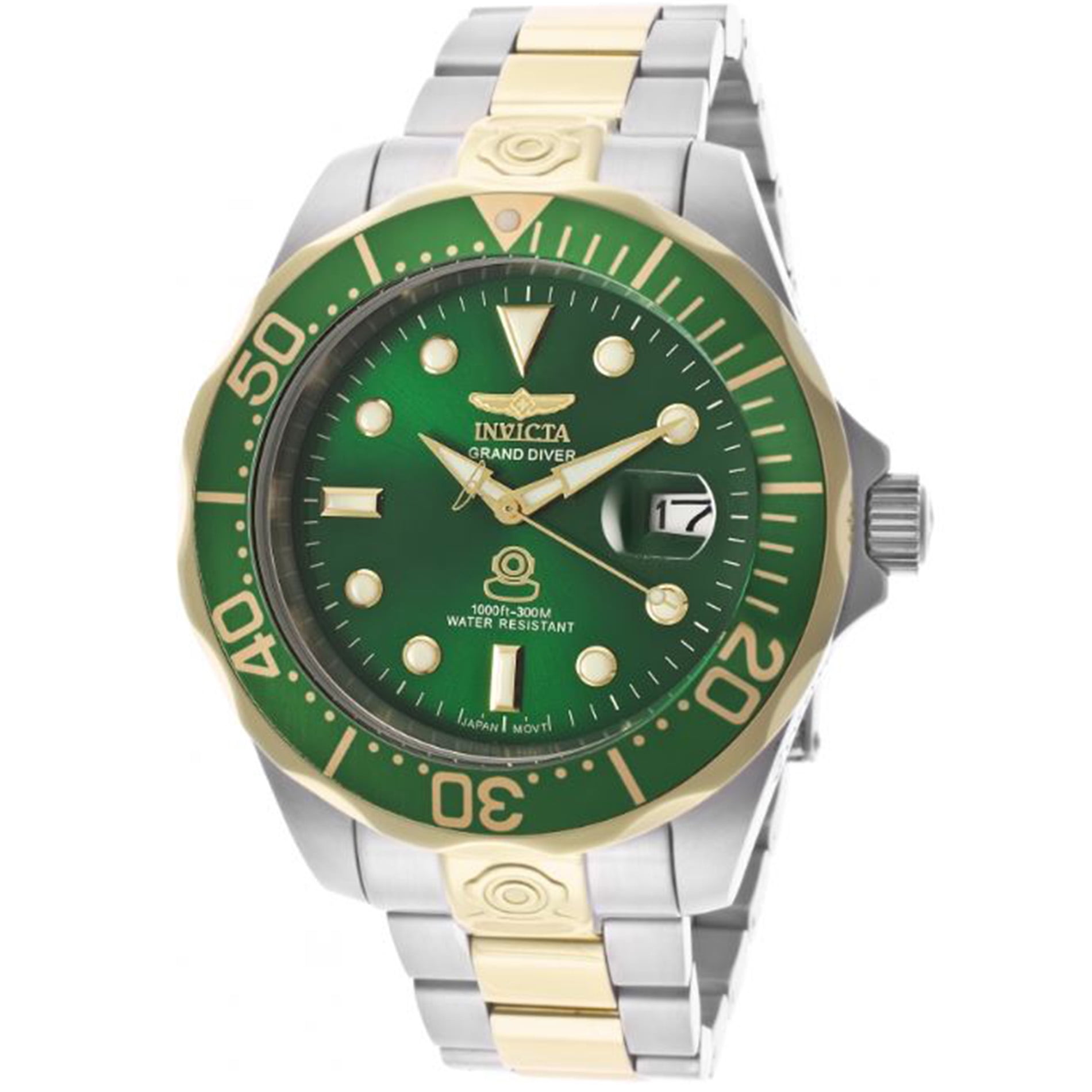 Invicta Men's 13928 Grand Diver Green Dial Two Tone Steel Bracelet ...