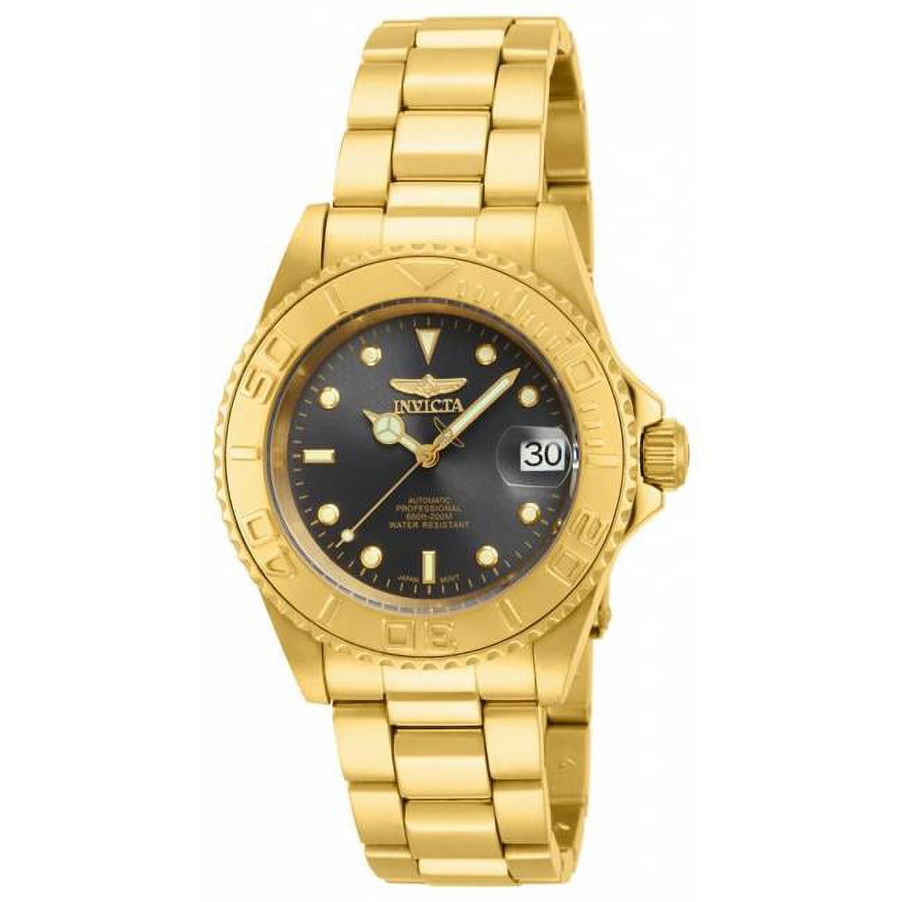 Invicta Men's 15848 Pro Diver Automatic Black Dial Gold Steel Bracelet ...