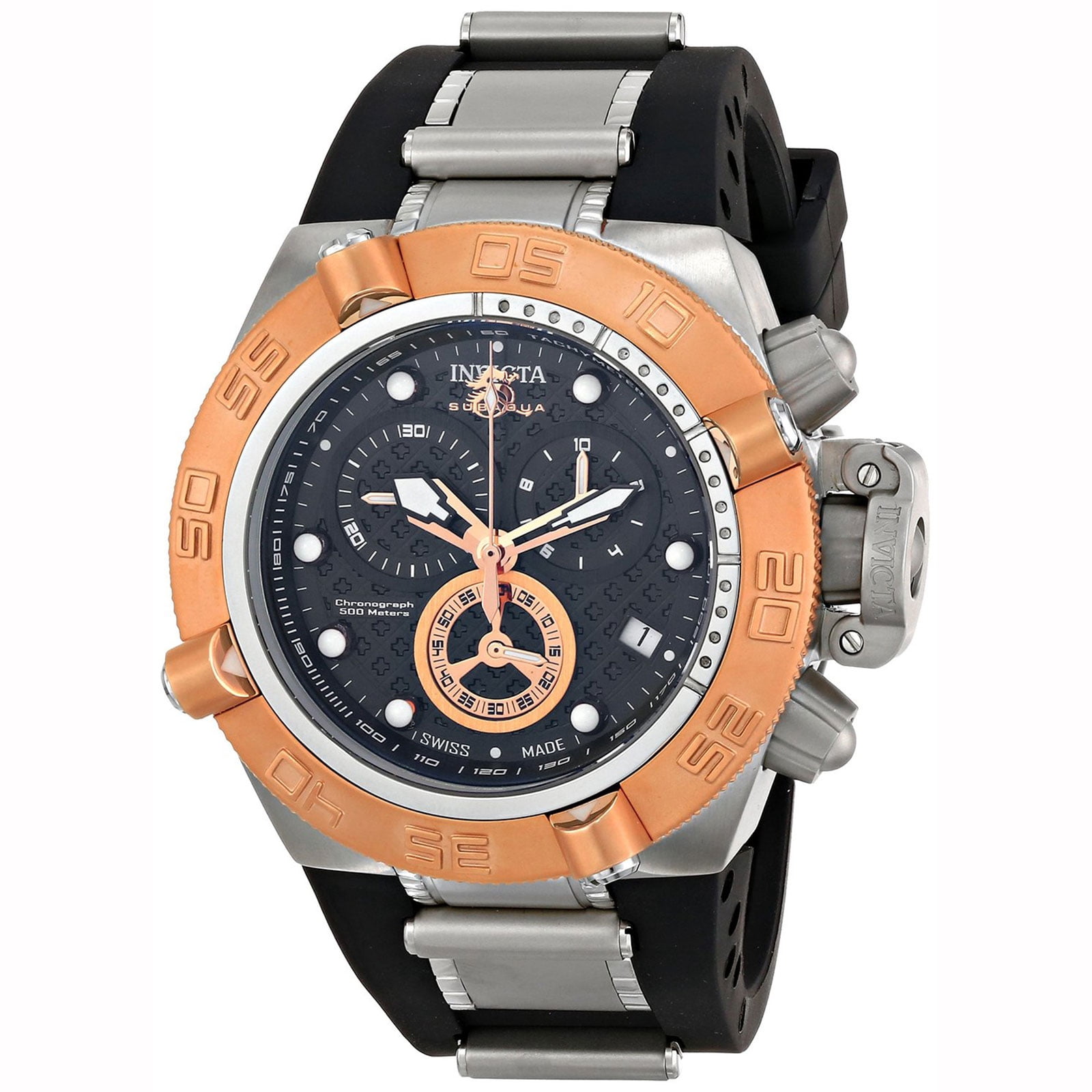 Invicta Men's 16141 Subaqua Chronograph Black Dial Steel and Black ...