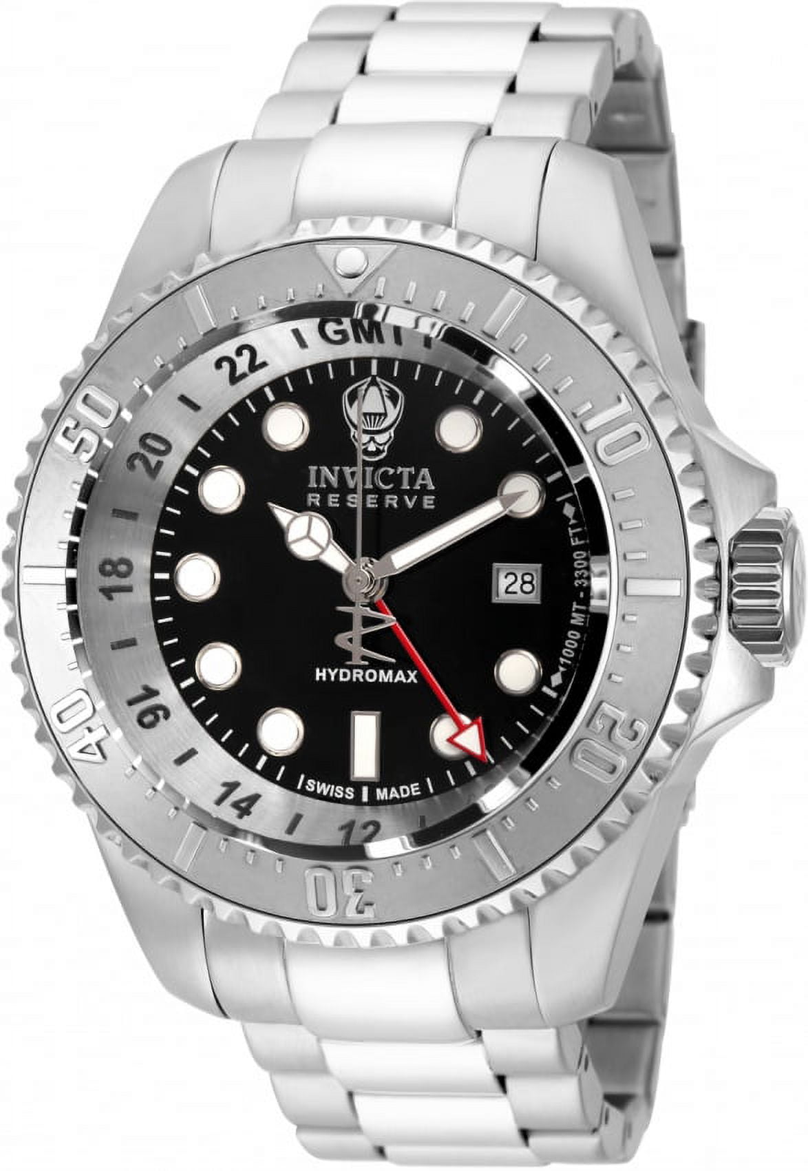 Invicta Men's 16957 Hydromax Reserve GMT Black Dial Stainless Steel ...