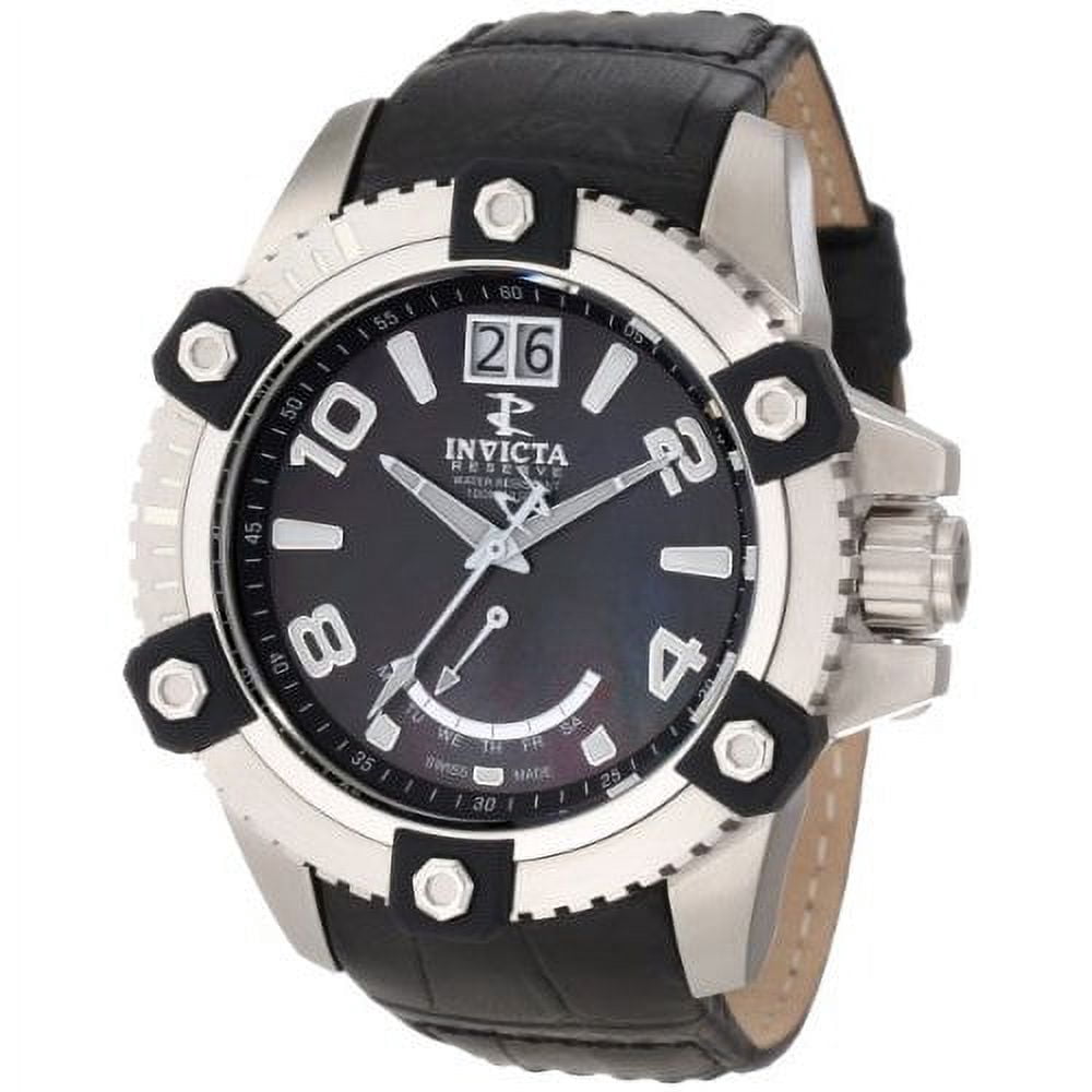 Invicta Men's 1725 Arsenal Reserve Black MOP Dial Black Leather Watch ...