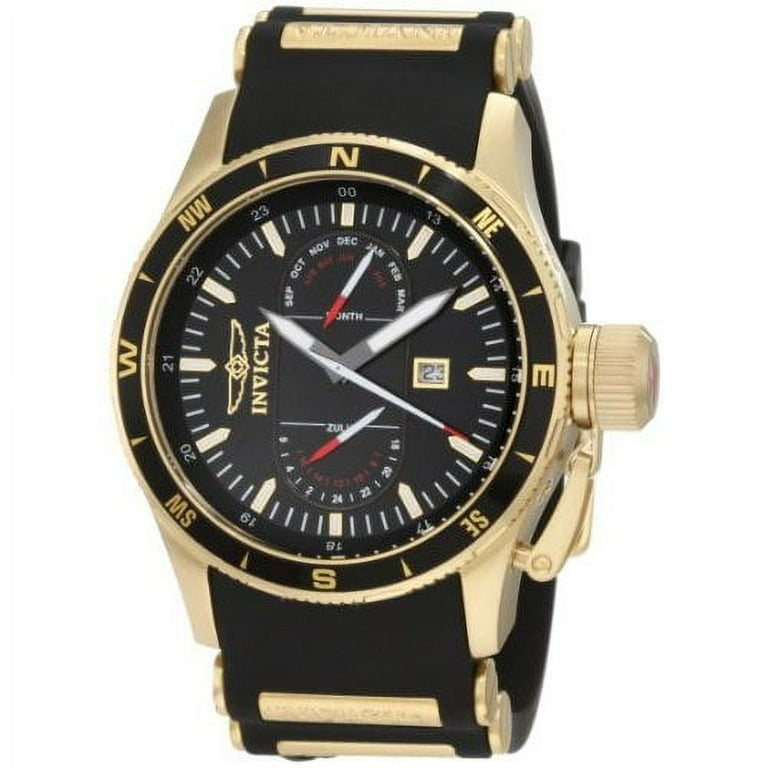 Invicta Men's 1747 Aviator Flight Black Dial Gold Plated Invicta Men's 1747 Aviator Flight Black Dial Gold Plated