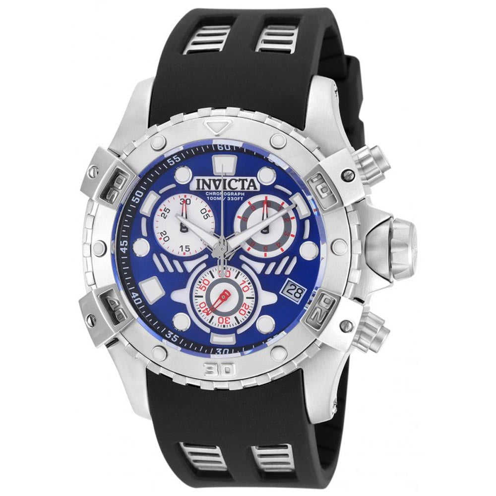 Invicta Men's 18858 Specialty Blue Dial Black Rubber Strap Chronograph ...