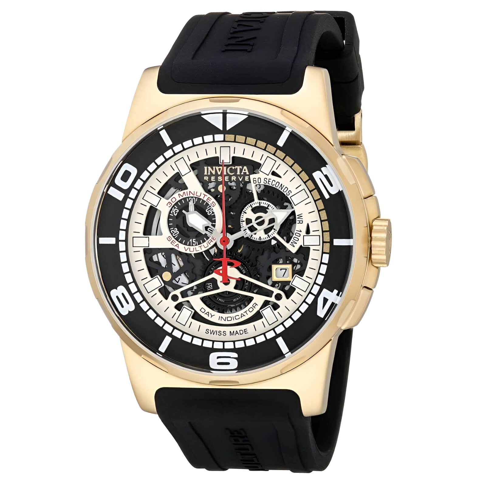 Invicta Men's 18947 Reserve Quartz 3 Hand Black, Grey, Gold Dial Watch ...