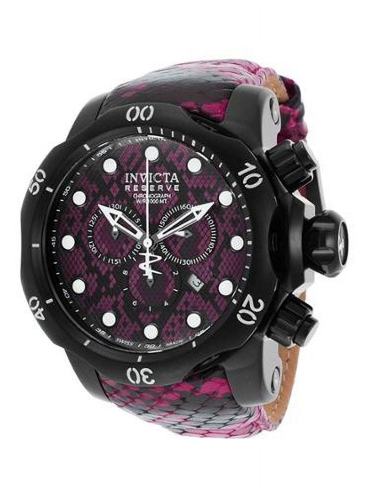 Invicta Men's 19003 Venom Reserve Black and Pink Dial Leather Strap ...