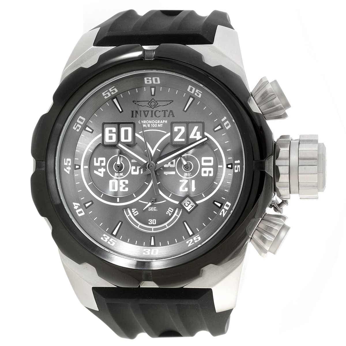 Invicta Men's 21629 Russian Diver Grey Dial Black Silicone Strap ...