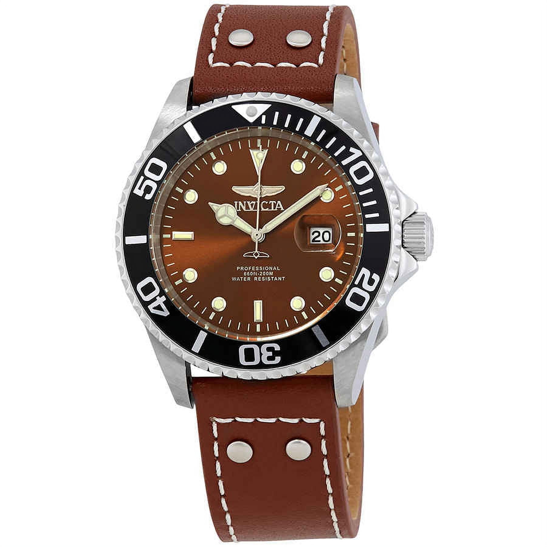 Invicta Men's 22070 Pro Diver Brown Genuine Calf Leather And Dial ...