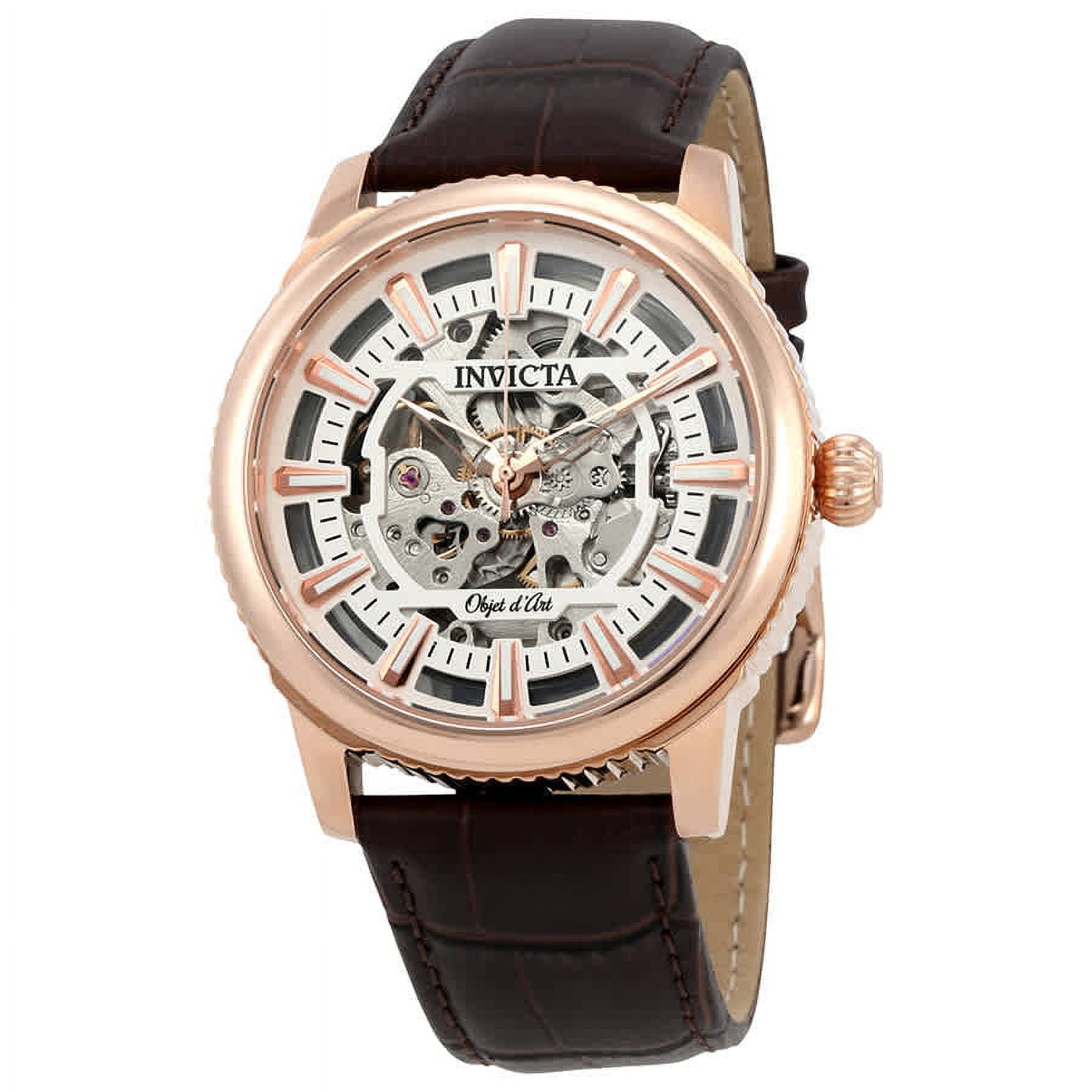 Invicta Men's 22612 Objet D Art Automatic Skeleton Dial Brown Leather ...