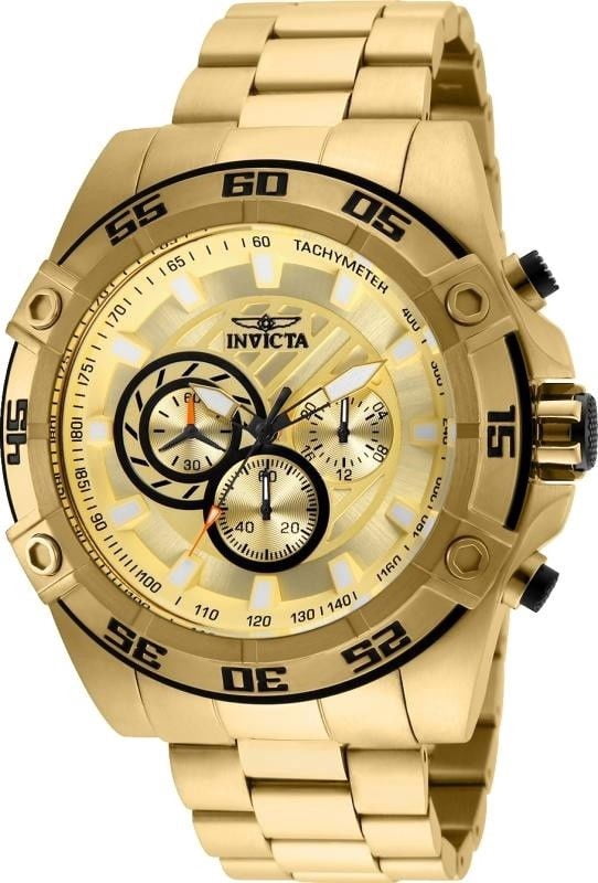 Invicta Men's 25535 Speedway Quartz Chronograph Gold Dial Stainless ...
