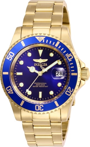 Invicta Pro Diver Men's Watch, Gold-tone, Blue Dial, 40 mm, 200m Water ...