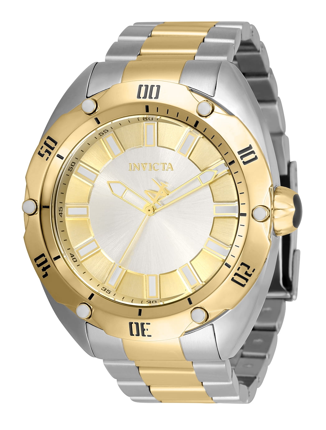 Invicta Men's 33763 Venom Quartz 3 Hand Silver, Gold Dial Watch ...