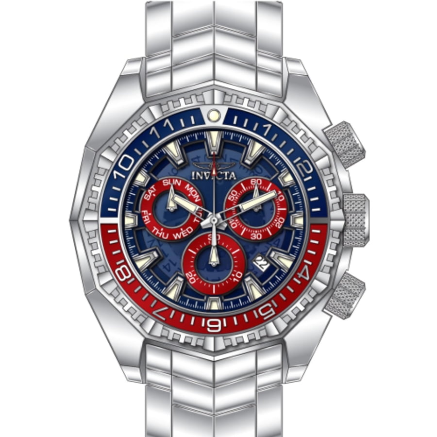 Invicta Men's 44296 Akula Quartz Chronograph Blue, Red, Dark Blue Dial ...