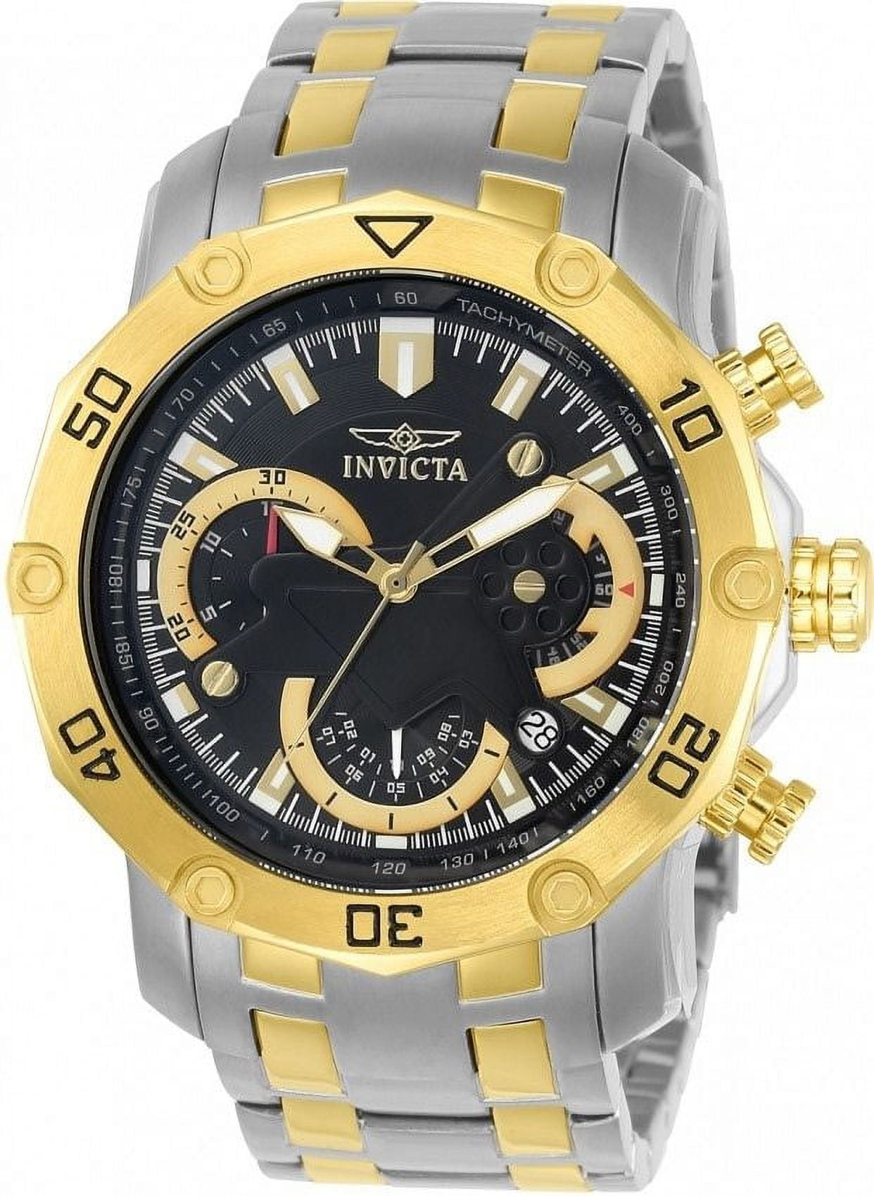 Invicta Men's 50mm Pro Diver Chronograph 18k Gold IP Tachymeter SS ...