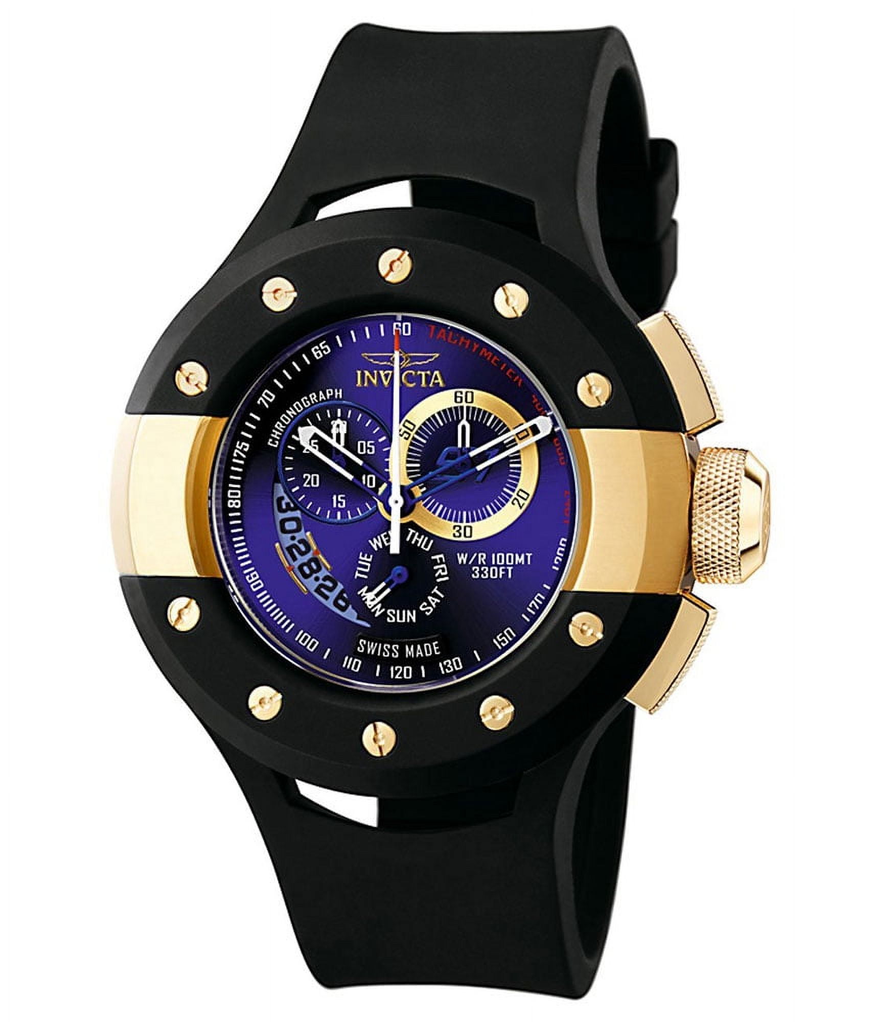 Invicta Men's 6482 Swiss Gold Tone Black Rubber Strap Watch - Walmart.com