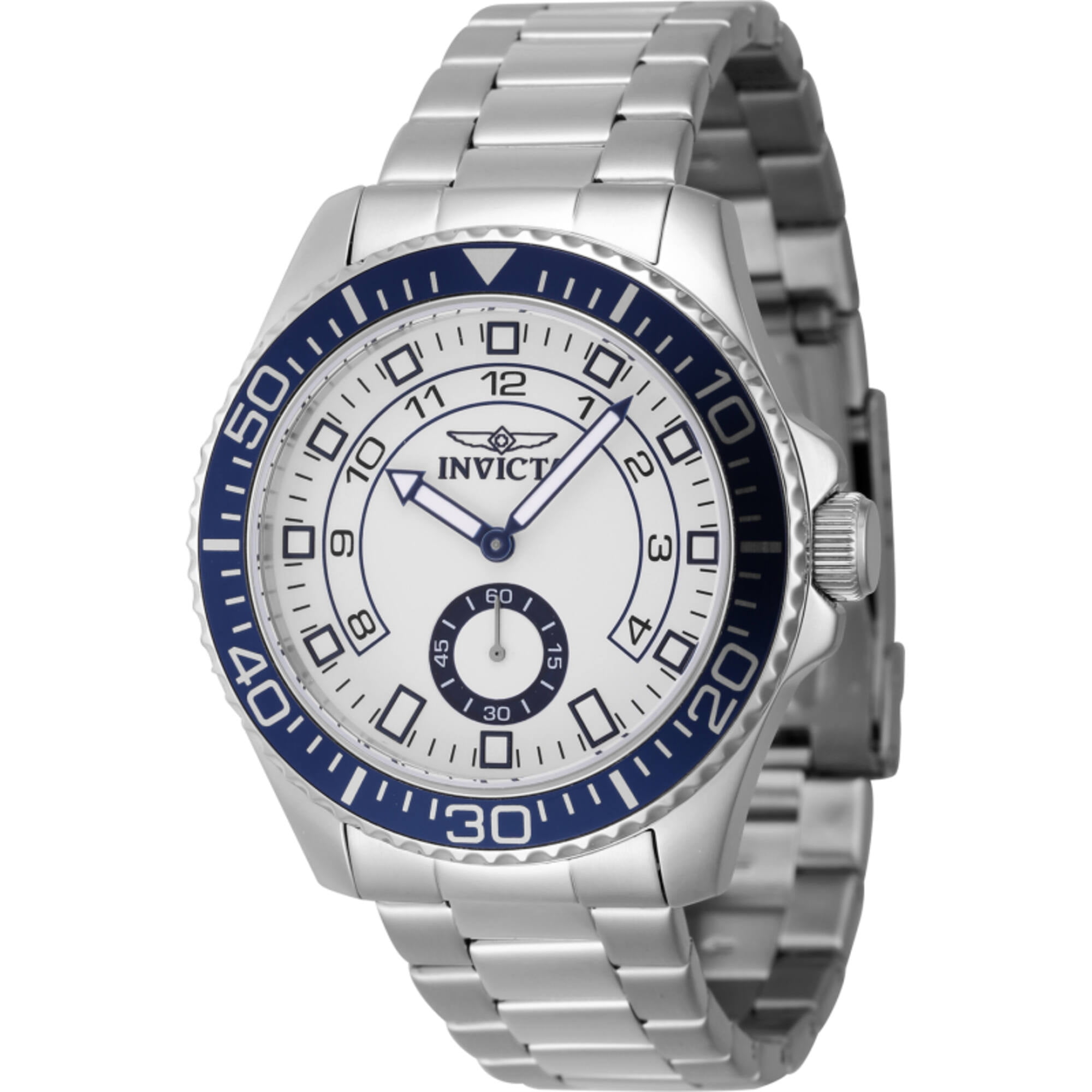 Invicta Men's Pro Diver 44 mm White Dial Blue Silver Stainless Steel ...
