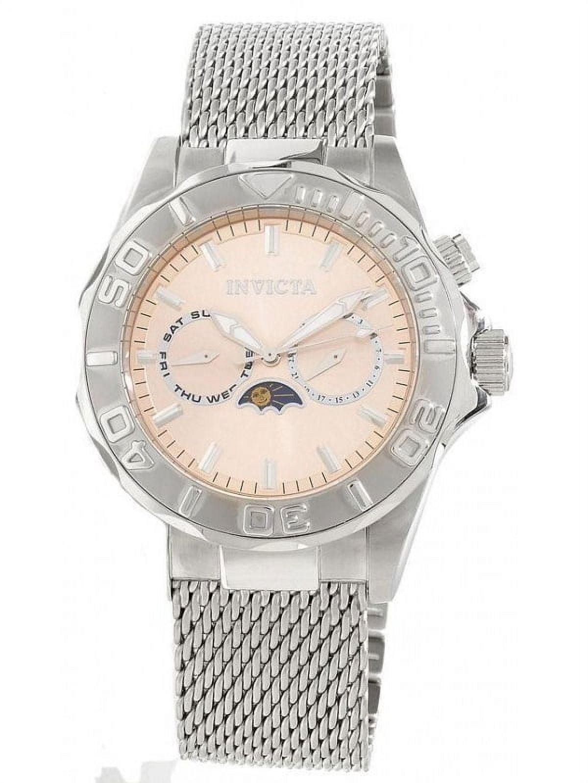 Invicta Men's Pro Diver Moonphase Rose Gold Dial Stainless Steel Watch ...