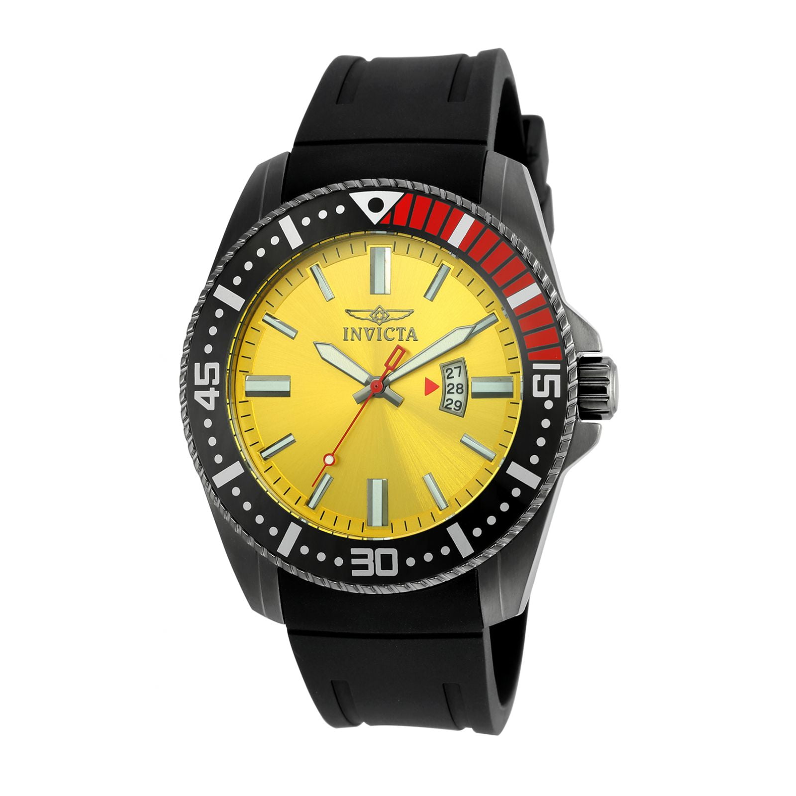 Invicta Men's Pro Diver Yellow Dial Black Polyurethane Watch 21448 ...