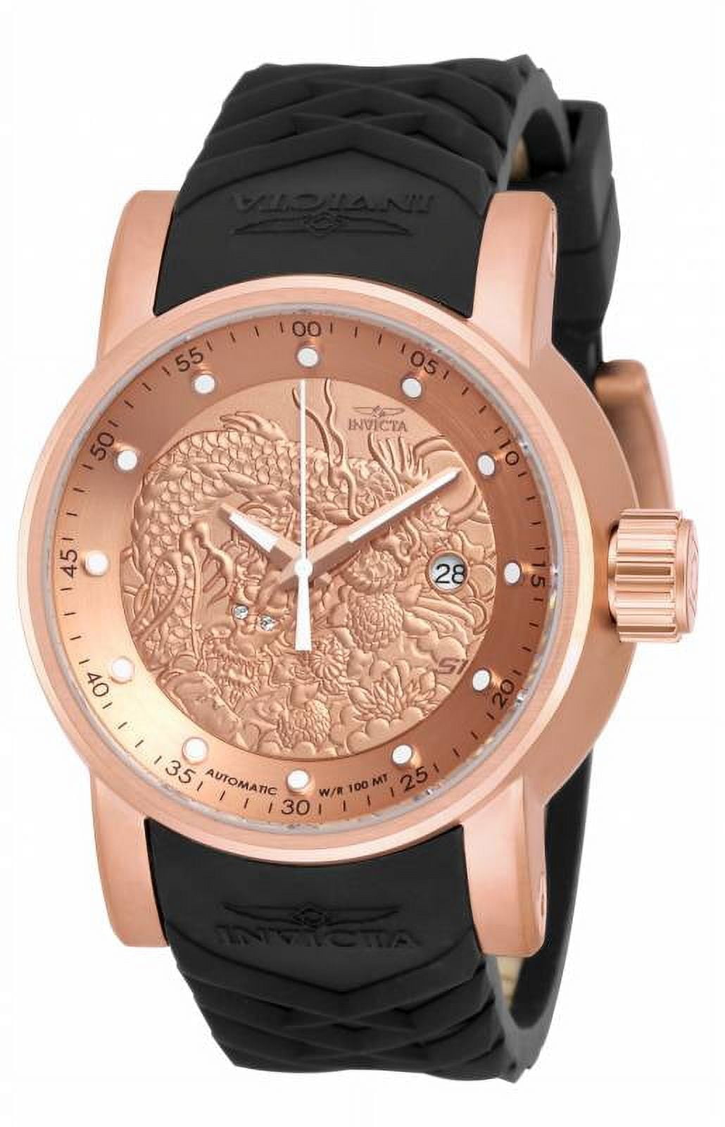 Invicta Men's S1 Rally Automatic Rose Dial Black Polyurethane Watch ...