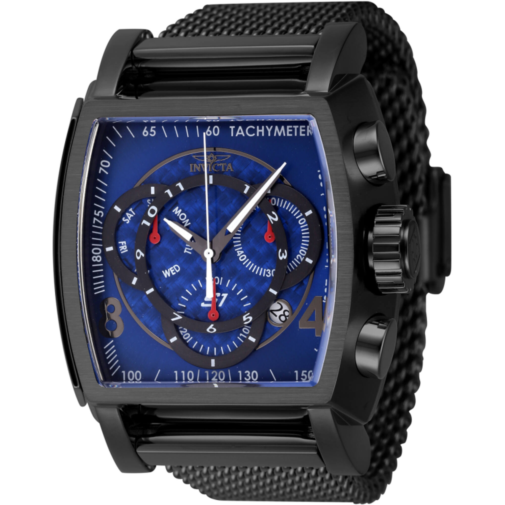 Invicta Men's S1 Rally Blue Dial 48mm Quartz Chronograph Mesh Stainless ...