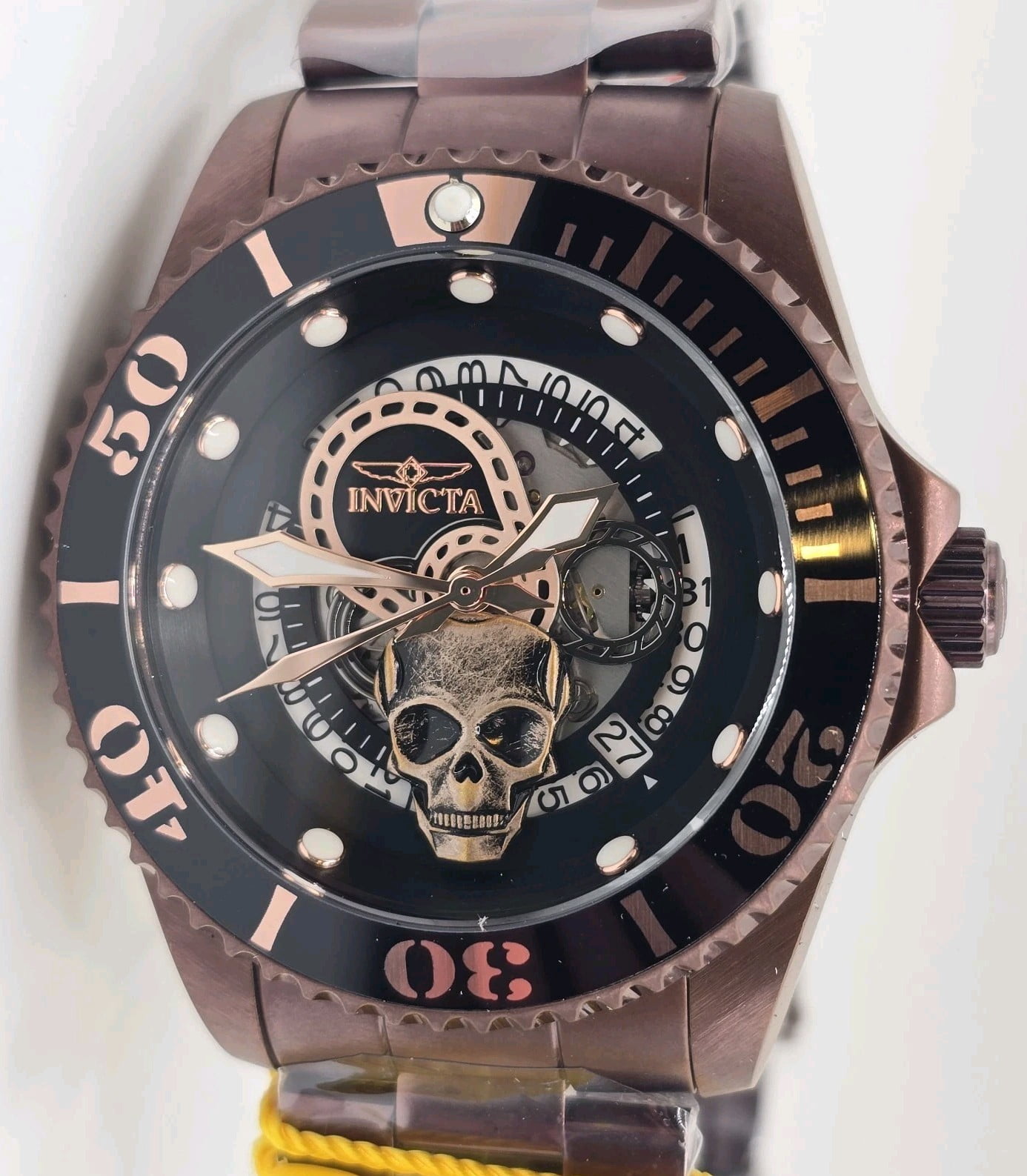 Invicta Men's Skull Automatic Pro Diver Watch 43mm 46679 Brown ...
