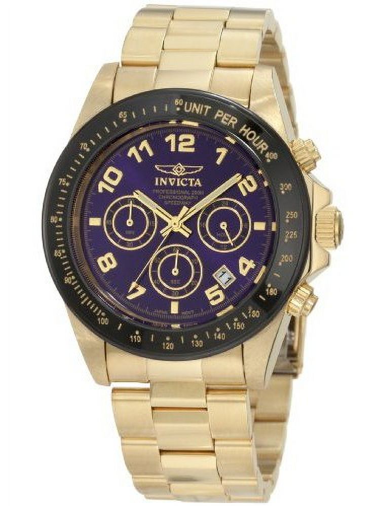 Invicta Men's Speedway Chrono 18K Gold Plated Ss Blue Dial Movement ...